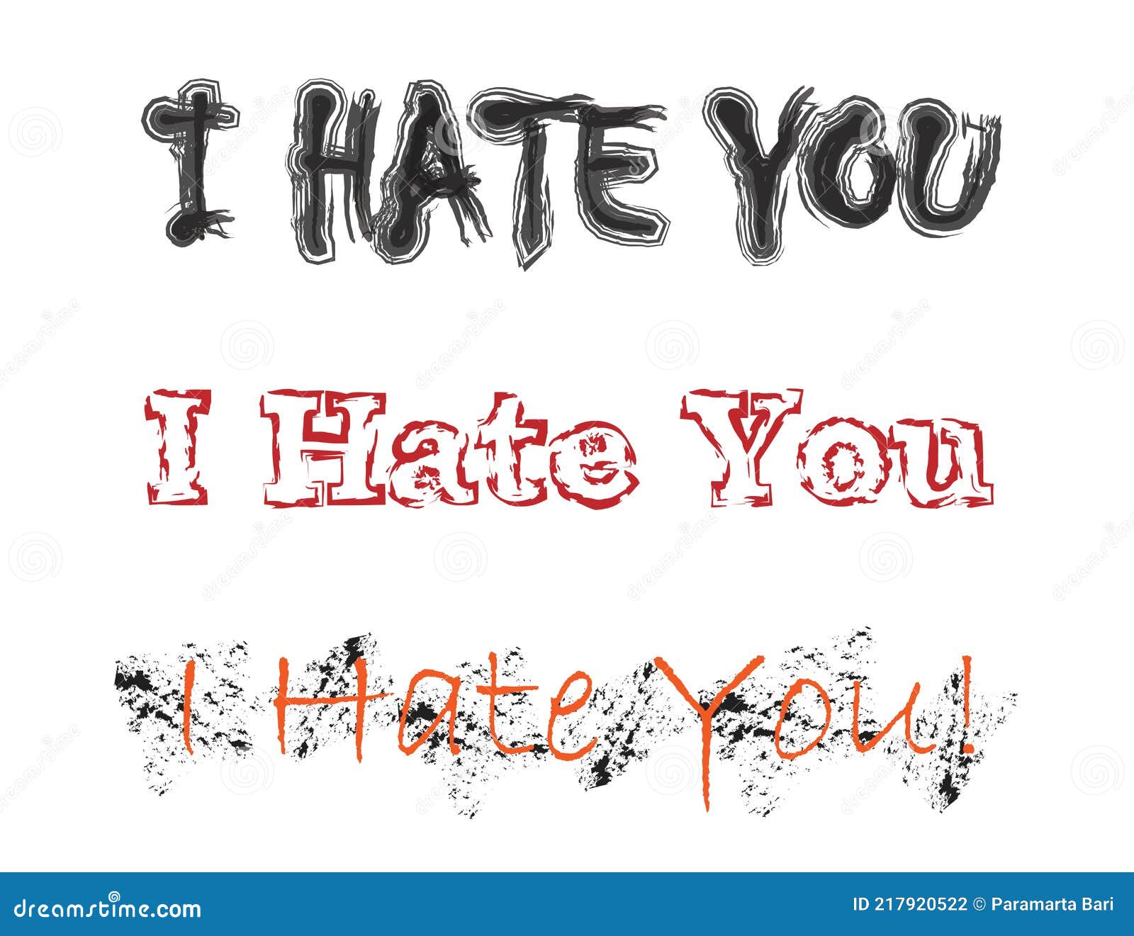 The letter I Hate You stock vector. Illustration of graphic - 217920522