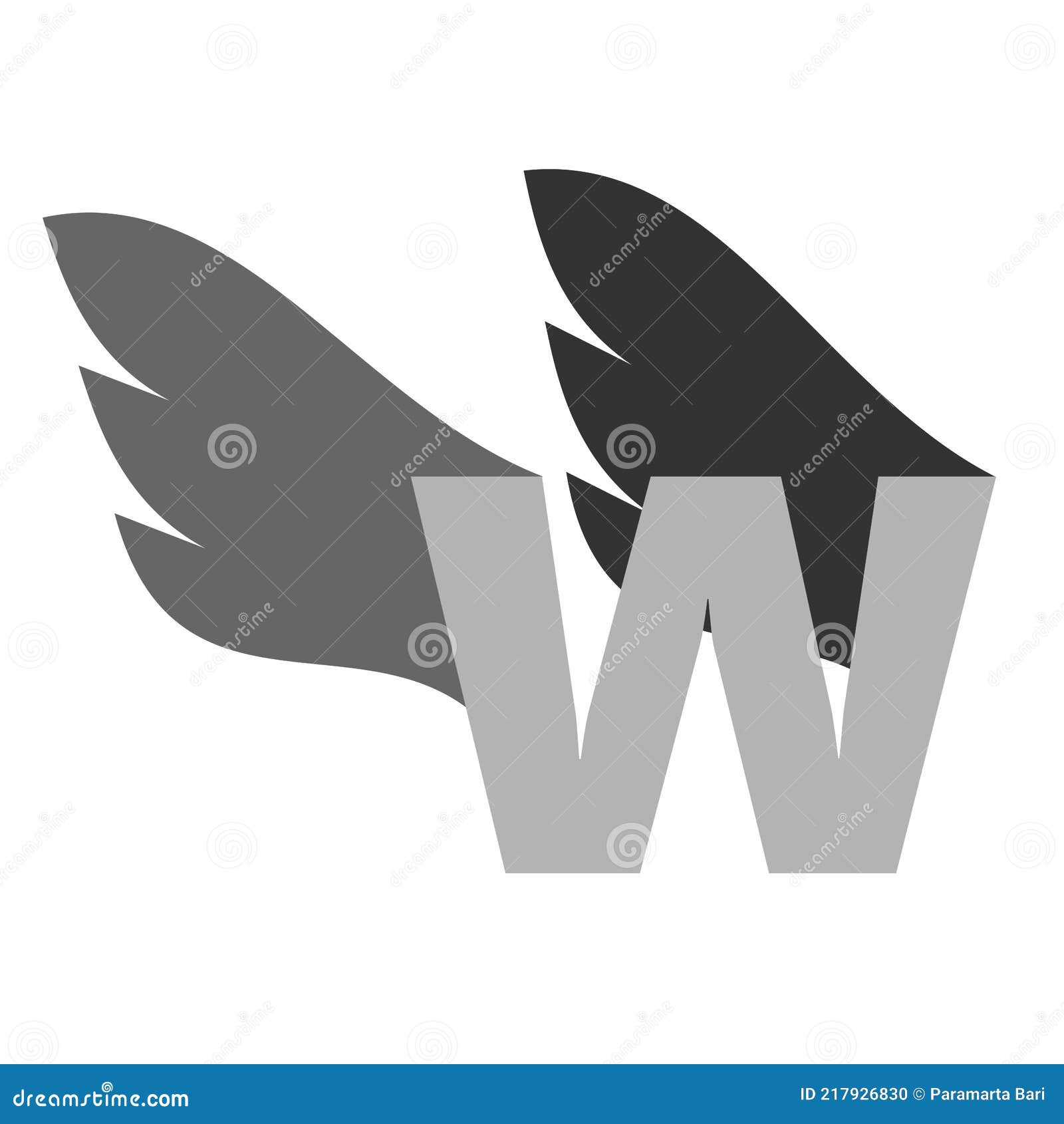Logo or Icon Based on the Letter W with Wings on Both Sides Stock ...