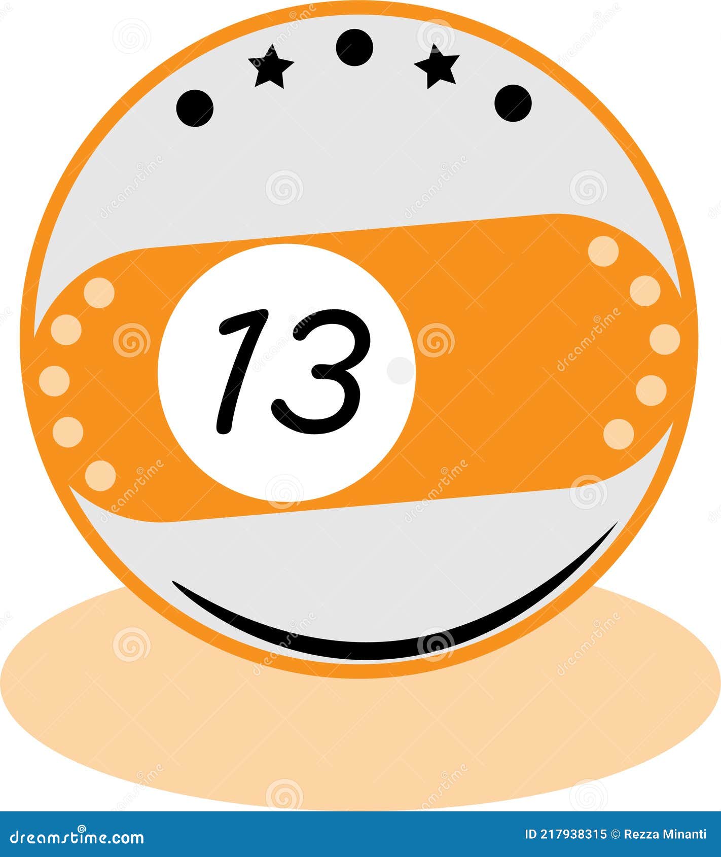 Vectors of the Number Thirteen Billiard Ball Wit Orange Color Stock ...