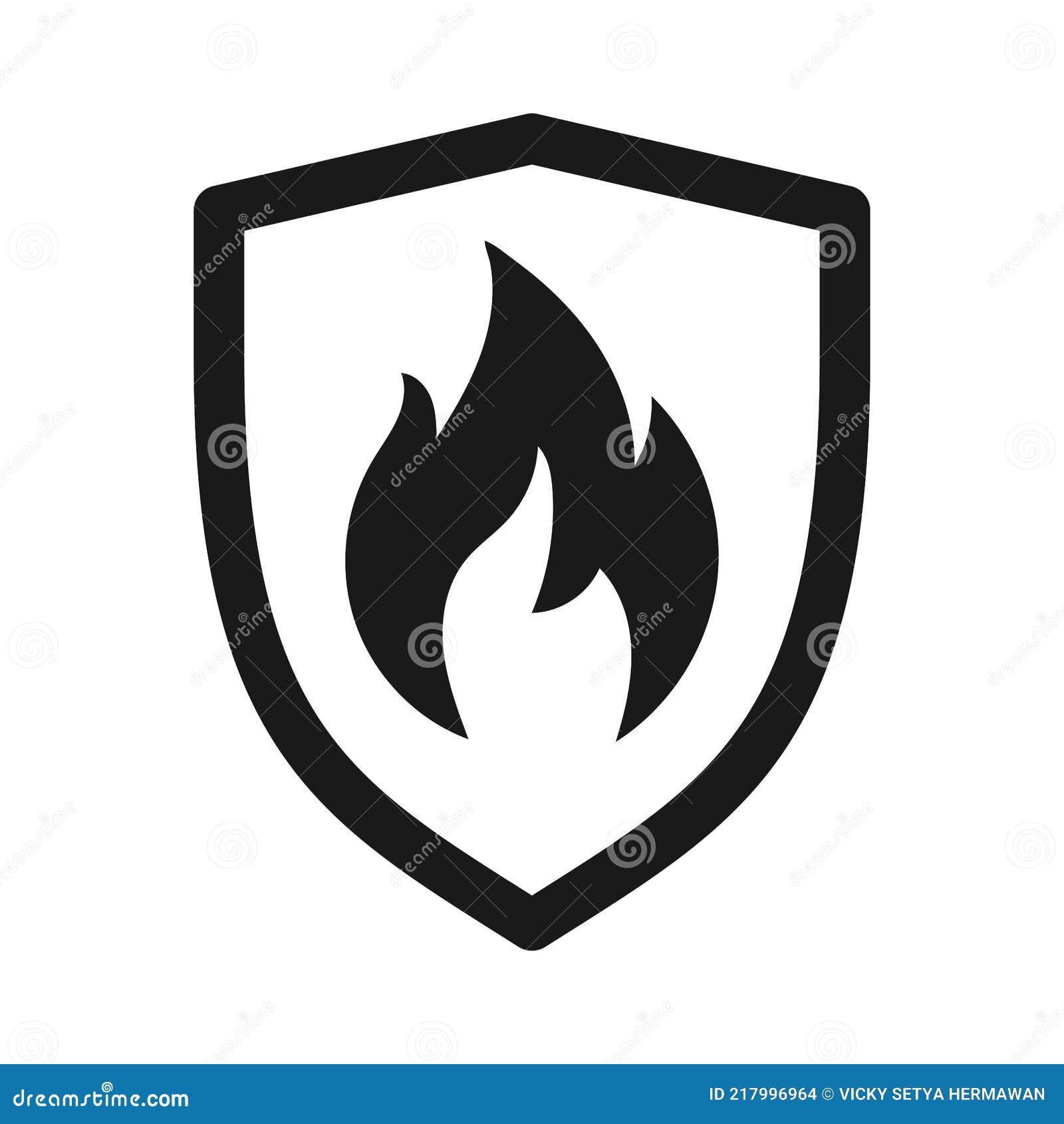 Shield with Fire Sign. Fire Shield Vector Icon. Vector Shield Icon ...