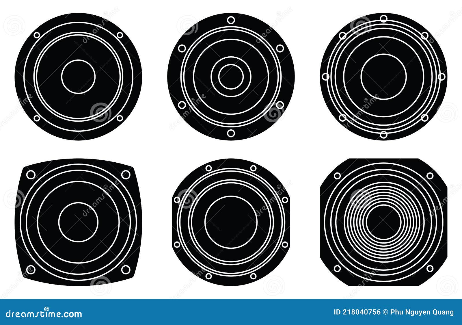 Set Of Speaker Driver Icons. Car Audio. Silhouette Vector ...