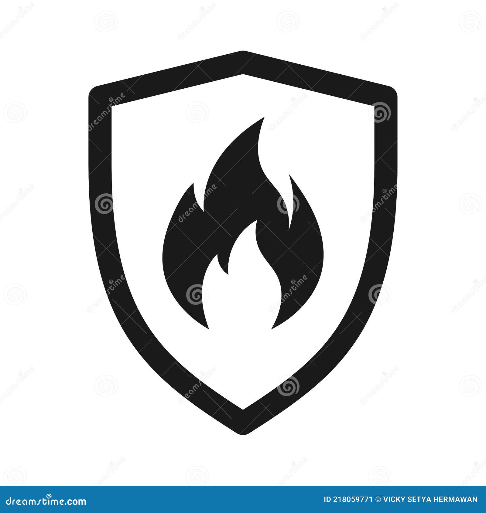 Shield with Fire Sign. Fire Shield Vector Icon. Vector Shield Icon ...