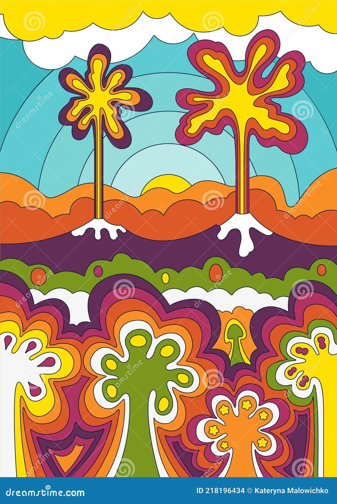 Psychedelic Volcano Erupting Color Smoke Stock Photo | CartoonDealer ...