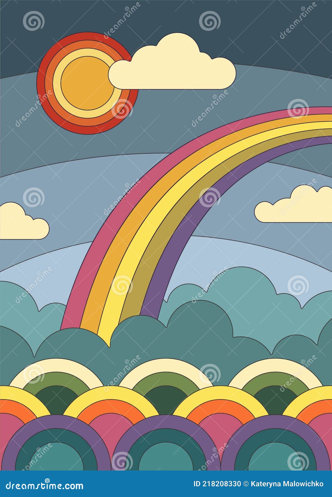 Psychedelic Color Scenery Vector Illustration Stock Vector ...