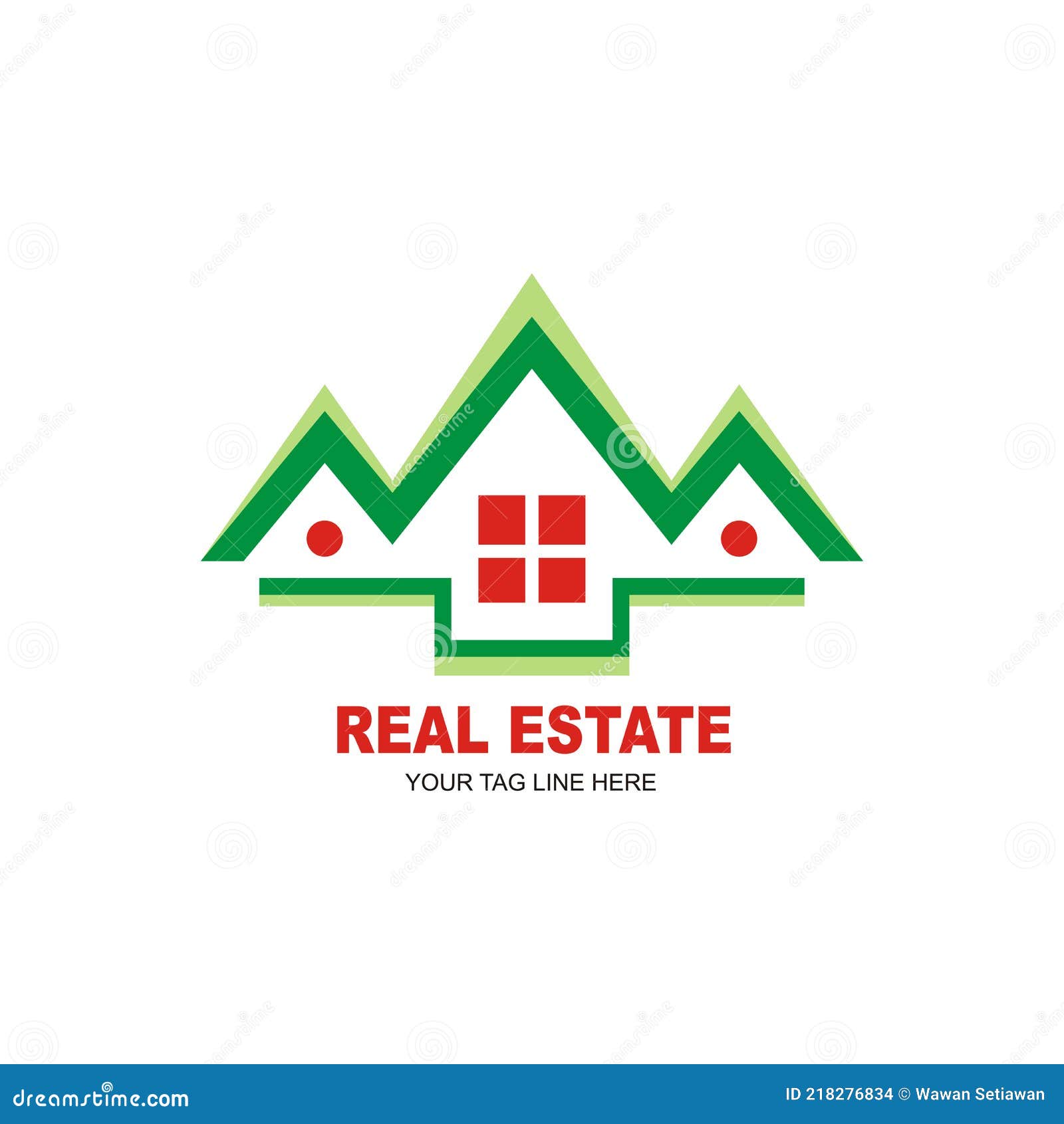 Real Estate Logo with Green and Red Color - Vector Stock Vector ...