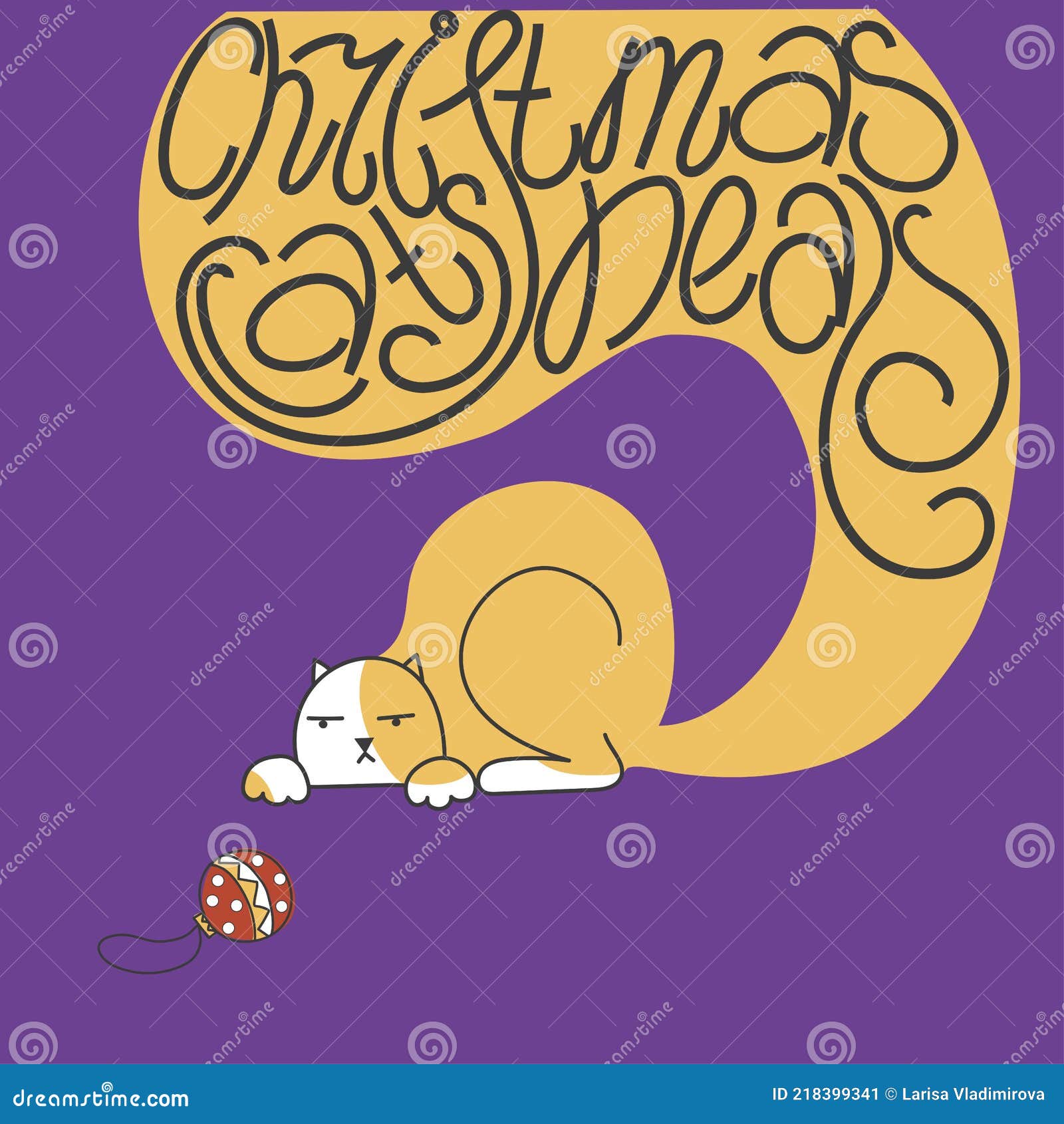 Card with Funny Cat and Text. Stock Vector - Illustration of cartoon ...