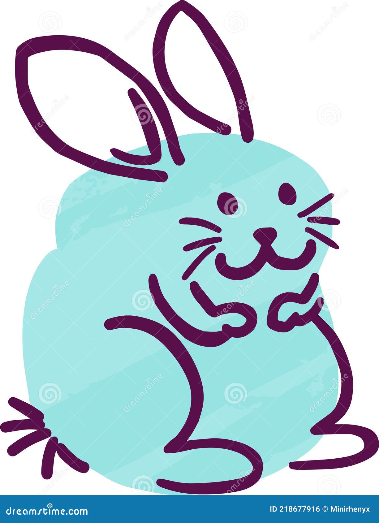 Blue Cartoon Rabbit Doodle on White Background Stock Vector ...