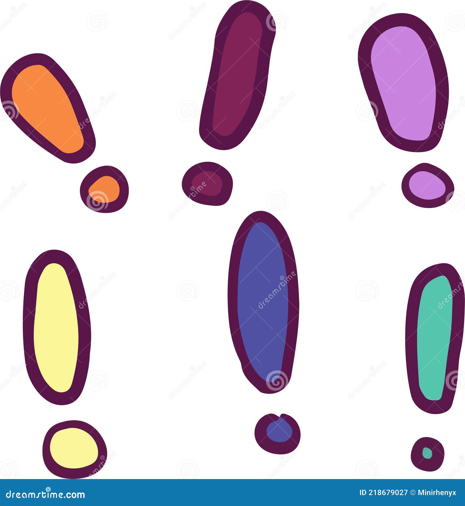 Set of Colorful Exclamation Mark Doodle Stock Vector - Illustration of ...