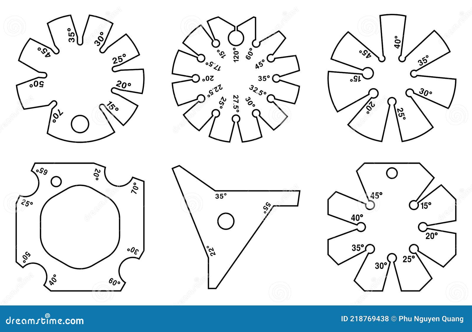 Angle Gauge Icons Set. Hand Tools. Thin Line Vector Stock Vector ...