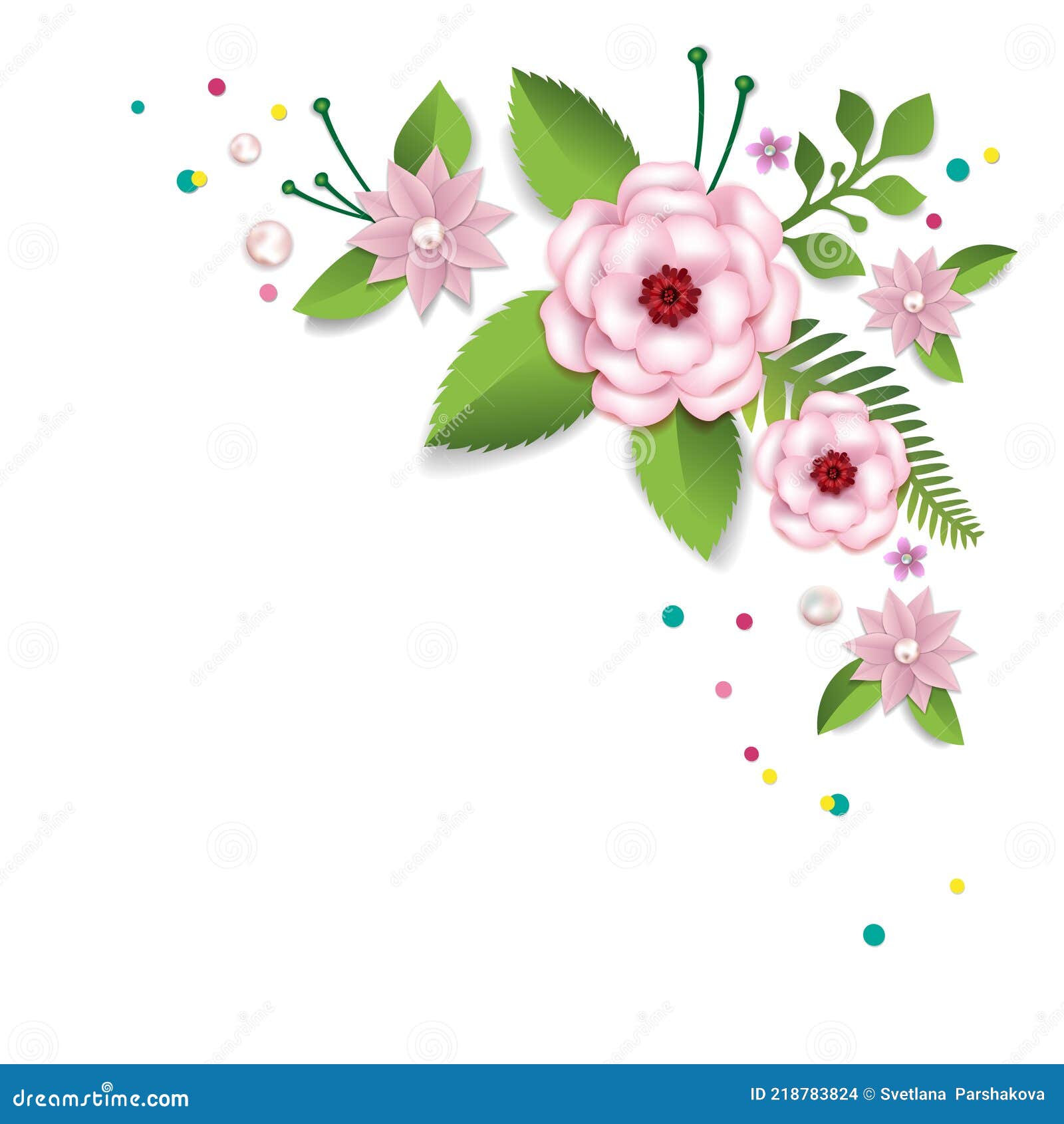 Paper art flowers, stock vector. Illustration of flower - 218783824