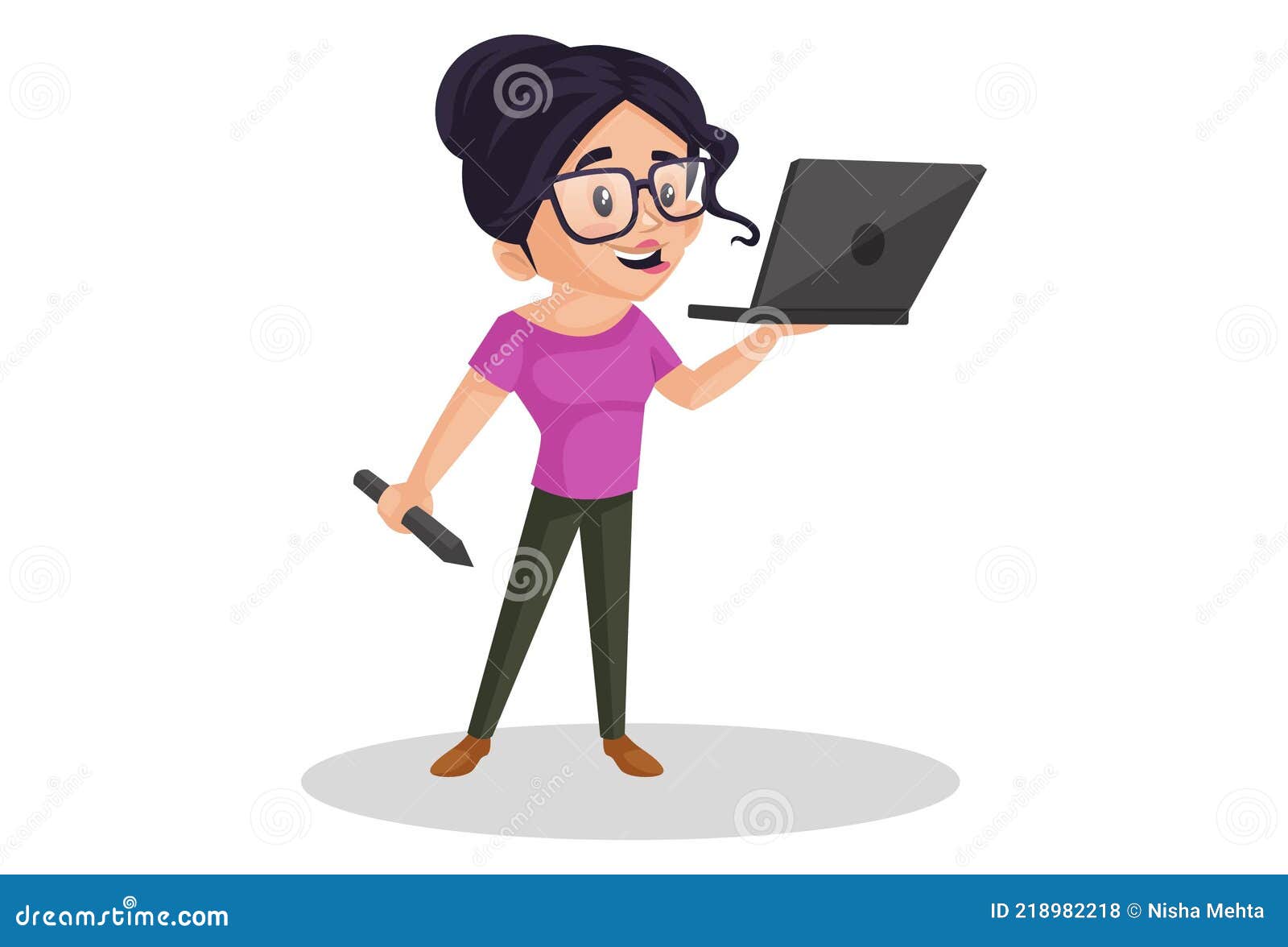 Girl Graphic Designer Vector Cartoon Illustration Stock Vector ...
