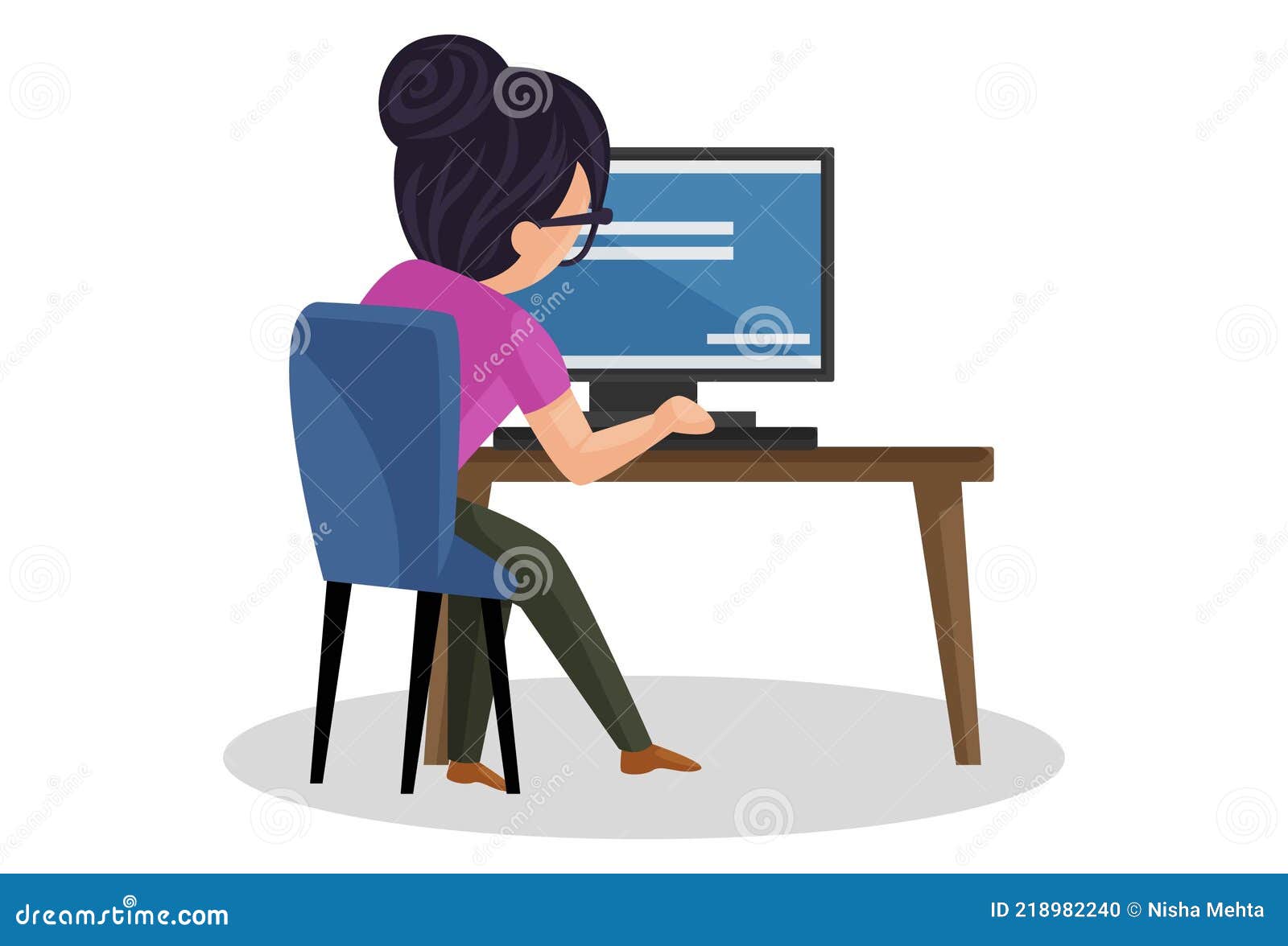 Girl Graphic Designer Vector Cartoon Illustration Stock Vector ...