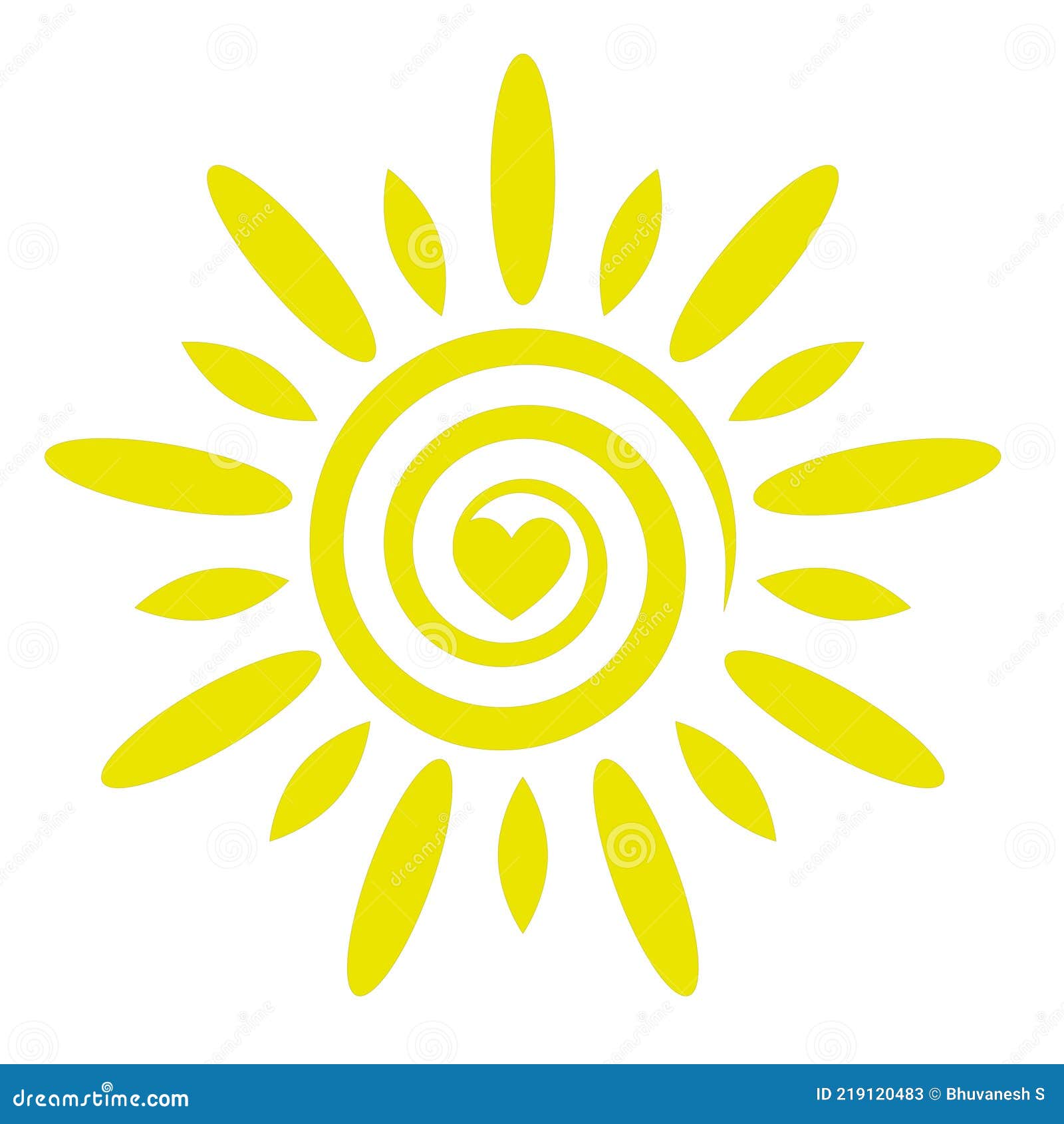 Spiral Abstract Sun with Heart Symbol Stock Vector - Illustration of ...