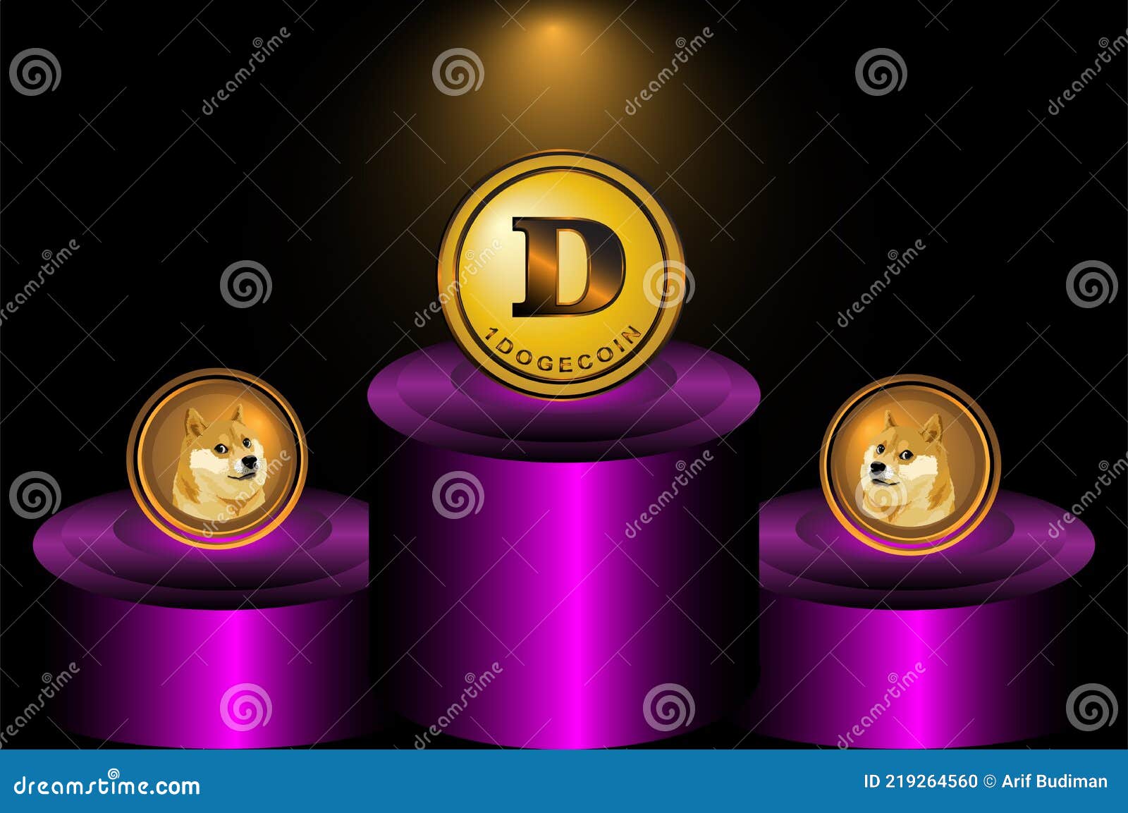 Doge Coin DOGE Cryptocurrency Isolated On White Background, Vector ...