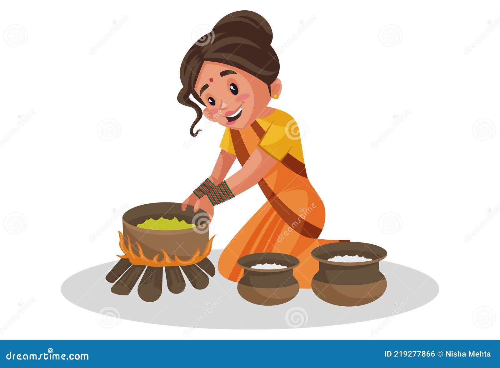 Goddess Sita Vector Cartoon Illustration Stock Vector - Illustration of ...