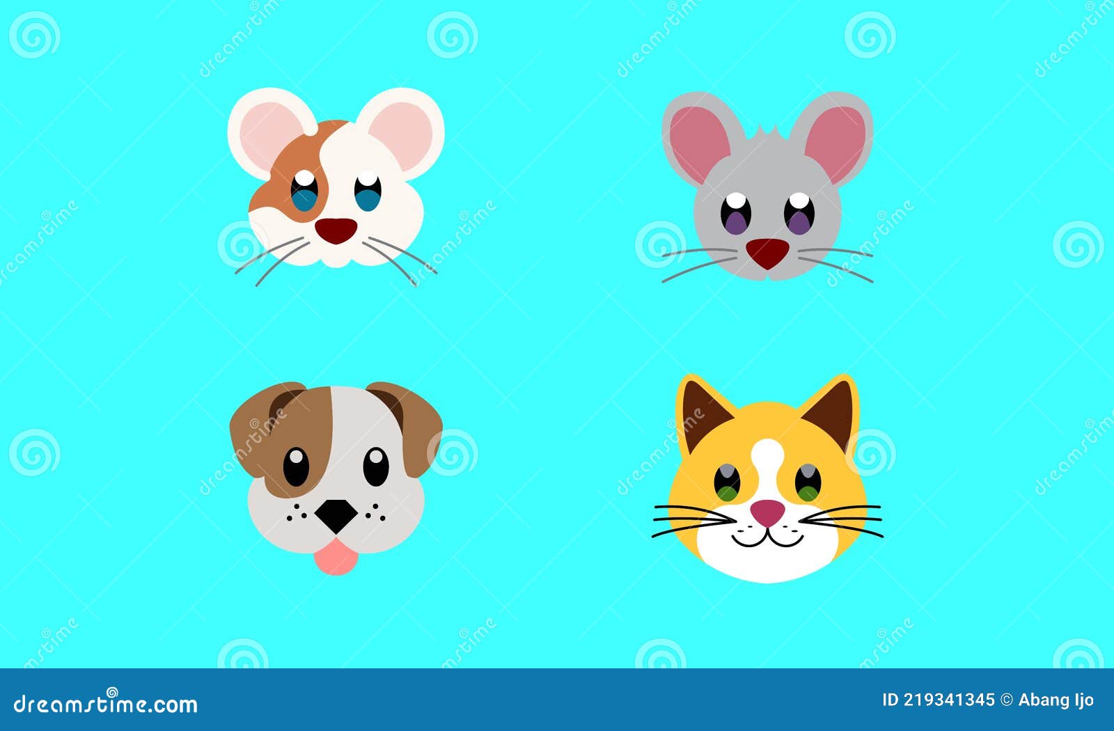 Cute Poly Amorous Typography Cartoon Vector Illustration Motif Set ...