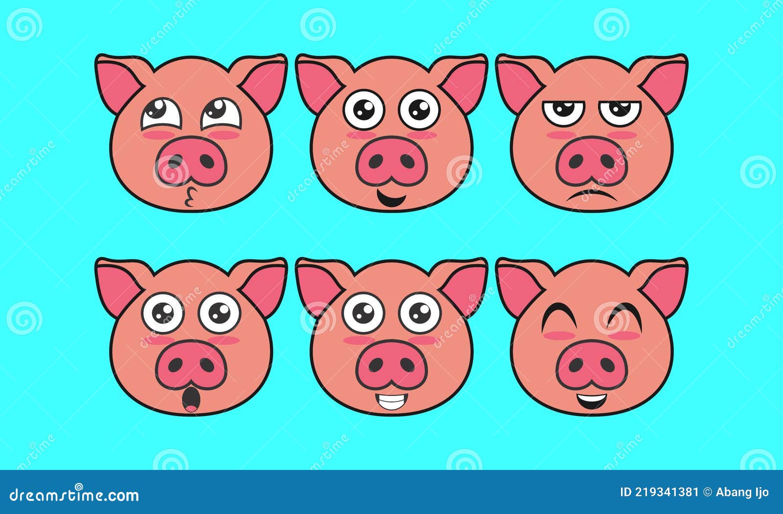 Cute Animal Face Expression Logo, Pet, Pig Icon Stock Vector ...