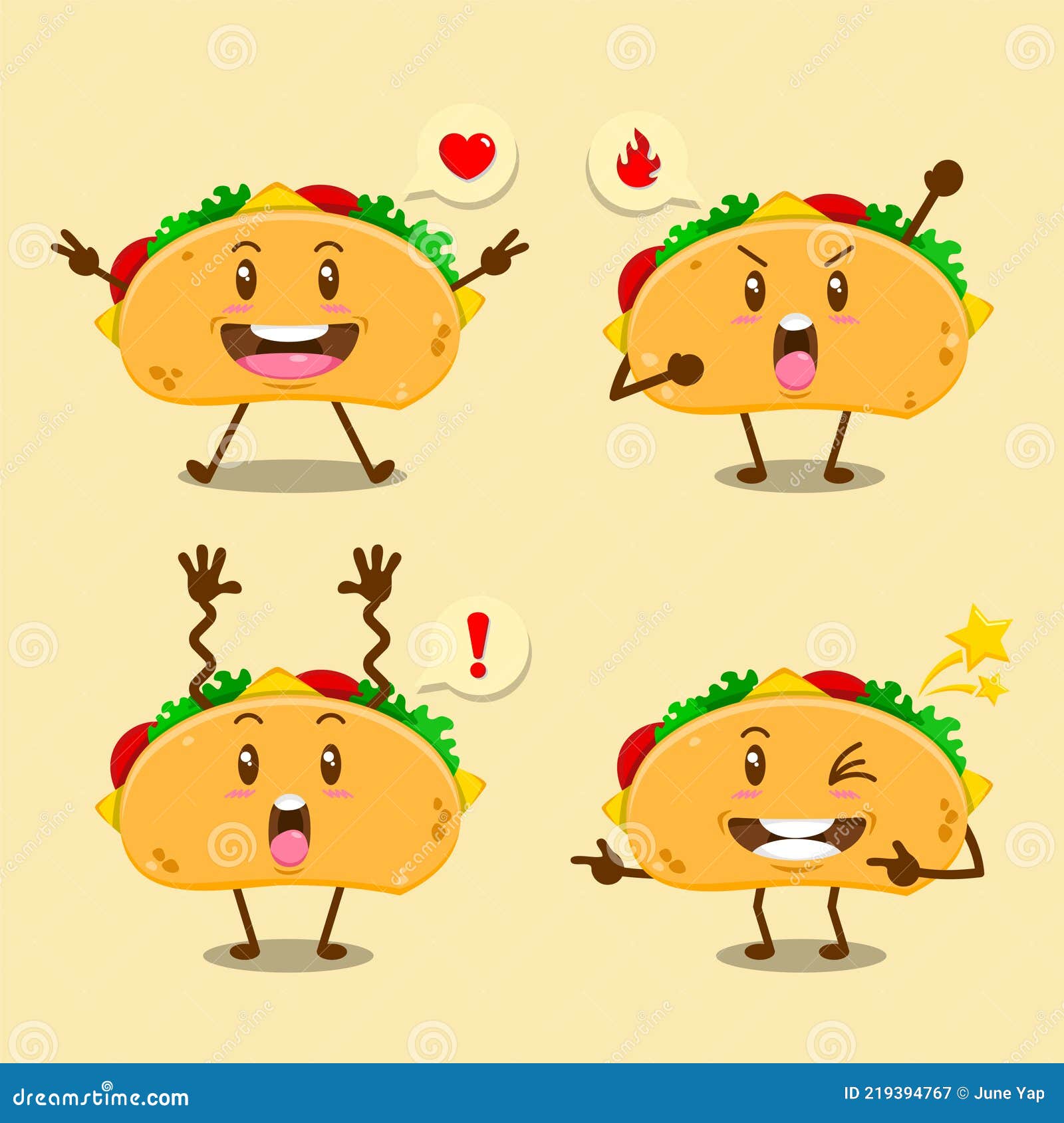 Cute Taco Characters Cartoon Vector | CartoonDealer.com #236502707