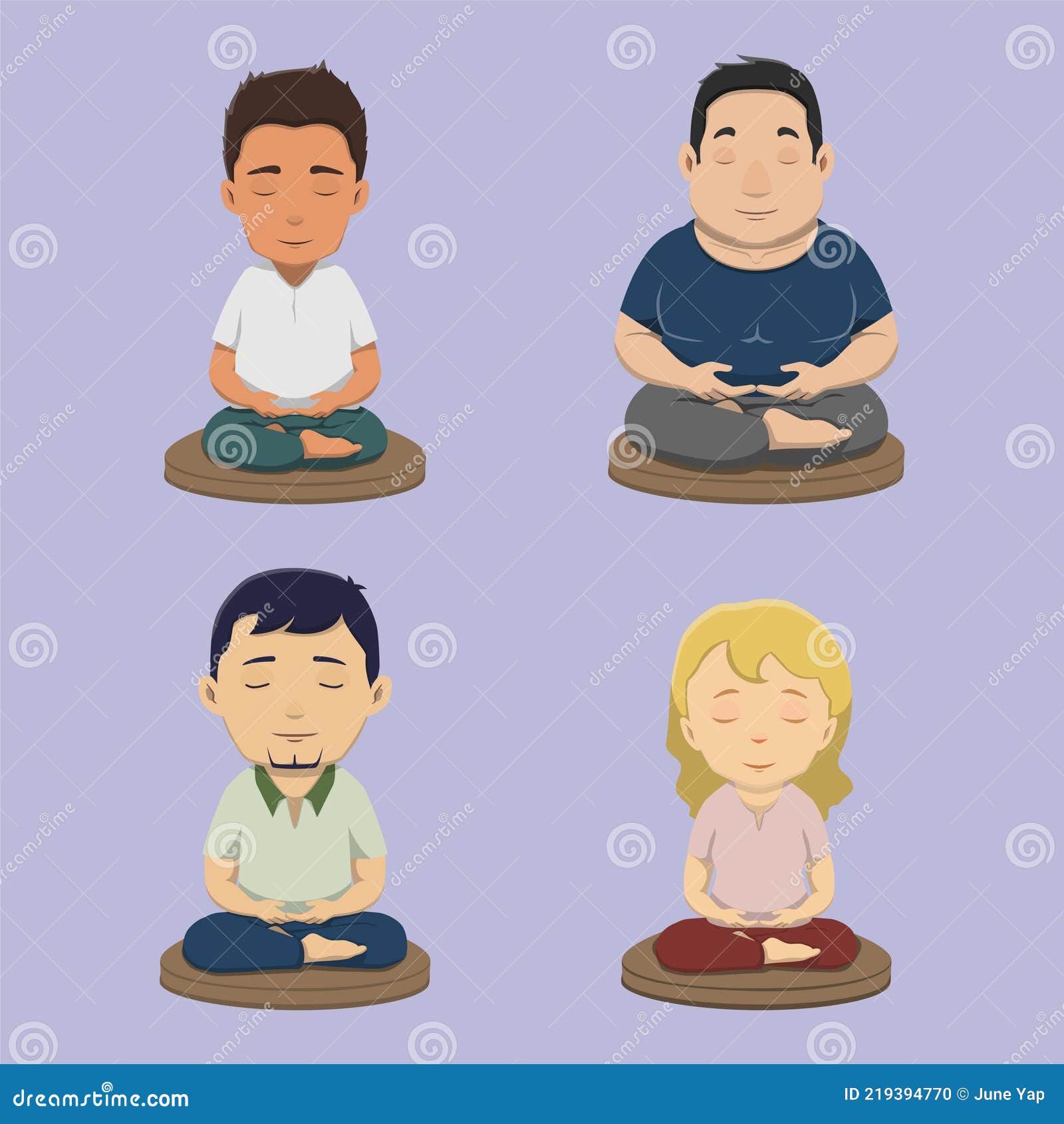Cartoon Meditator Doing Sitting Meditation Stock Vector - Illustration ...