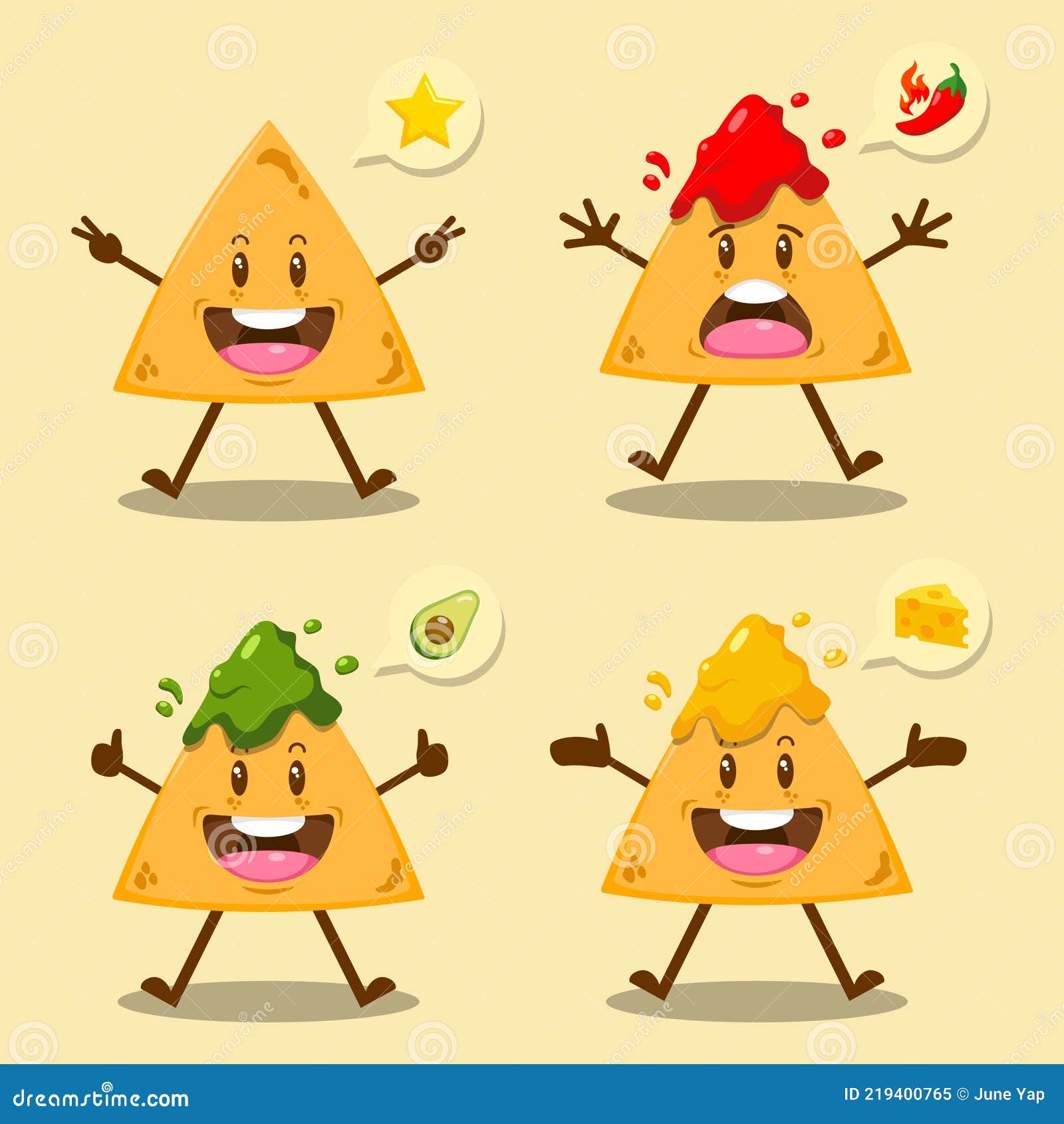 Cute nacho character set stock vector. Illustration of cute - 219400765