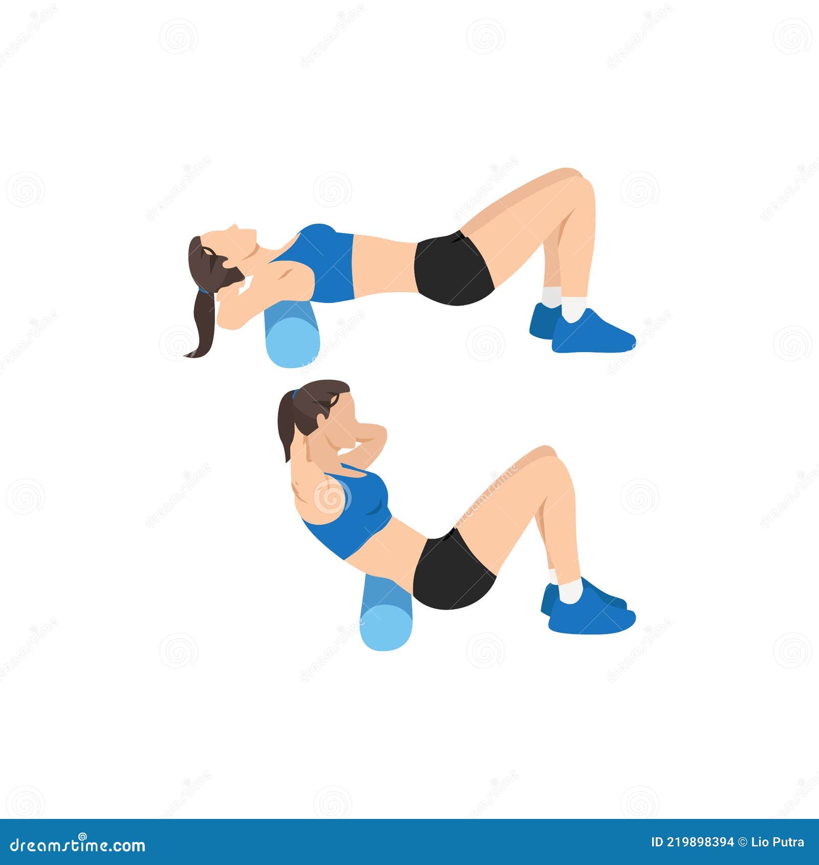 Man Doing Foam Roller Hamstring Stretch Exercise. Vector Illustration ...