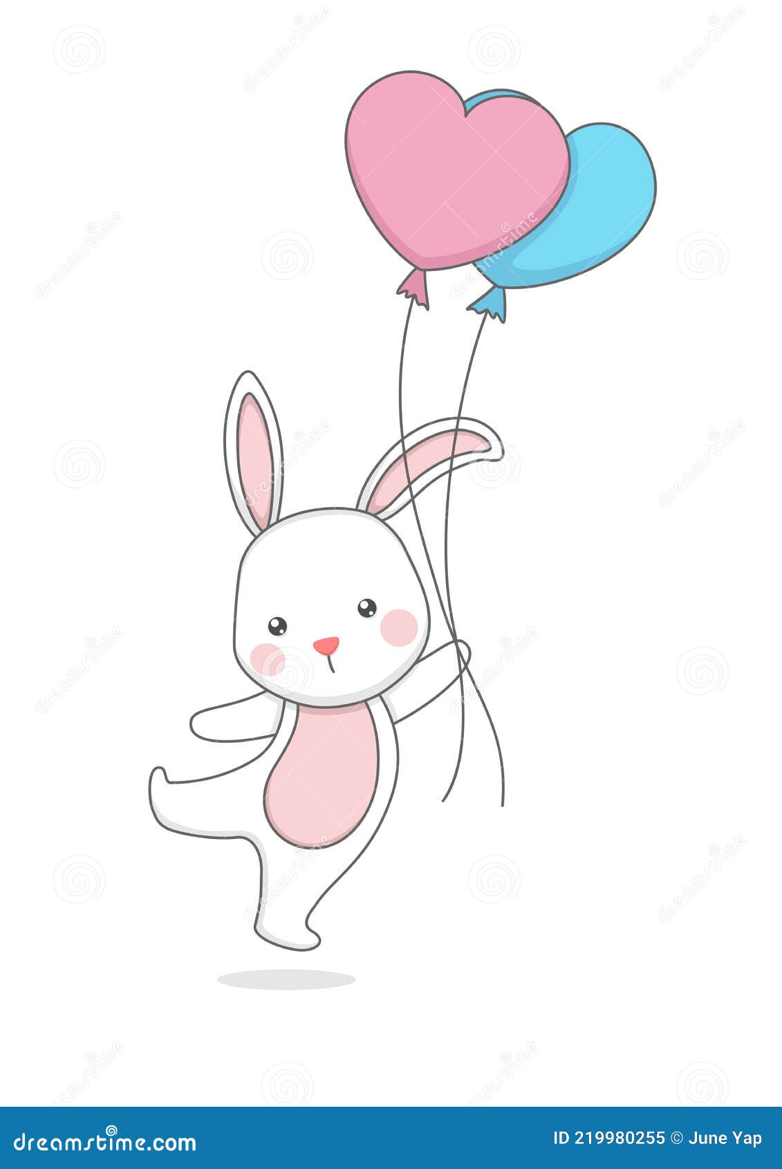 Cute Bunny Rabbit Holding Balloons Stock Vector - Illustration of ...