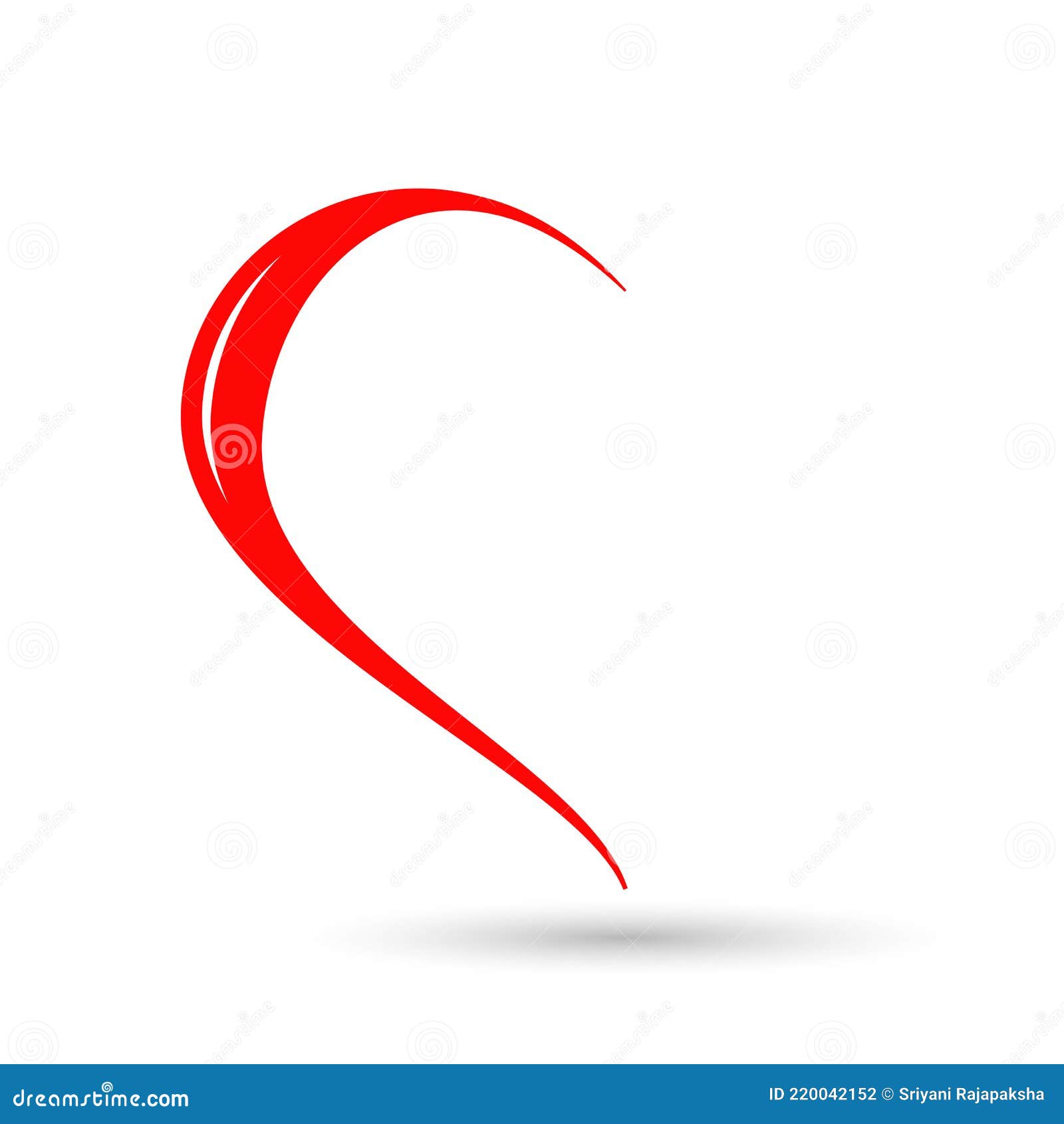 Abstract Red Half Heart Outline Illustration Vector Icon For Love ...