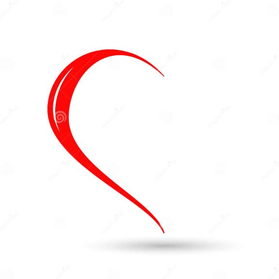 Abstract Red Half Heart Outline Illustration Vector Icon for Love ...