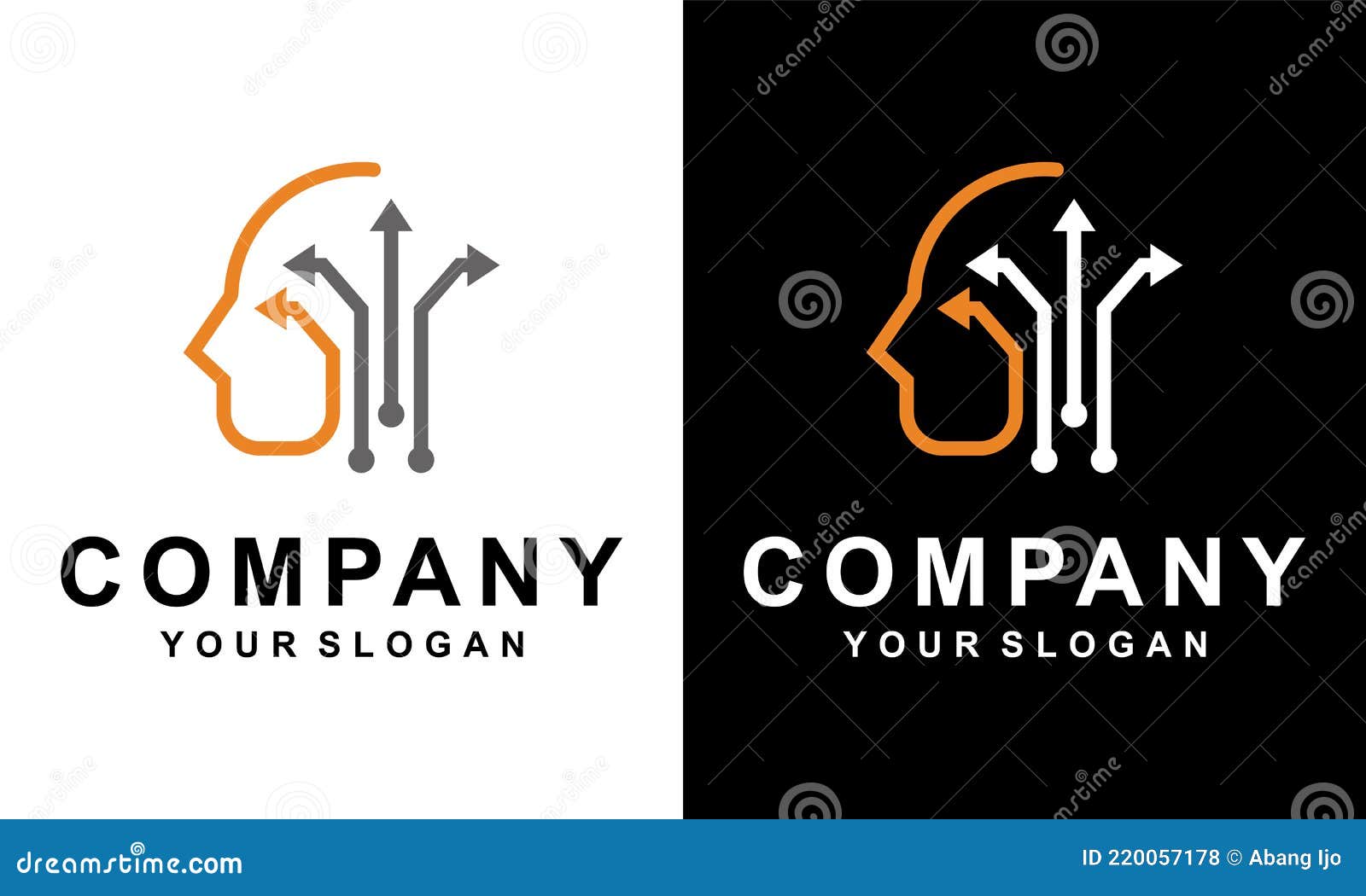 Techno Human Head Vector Logo Concept Illustration. Sign of Creative ...