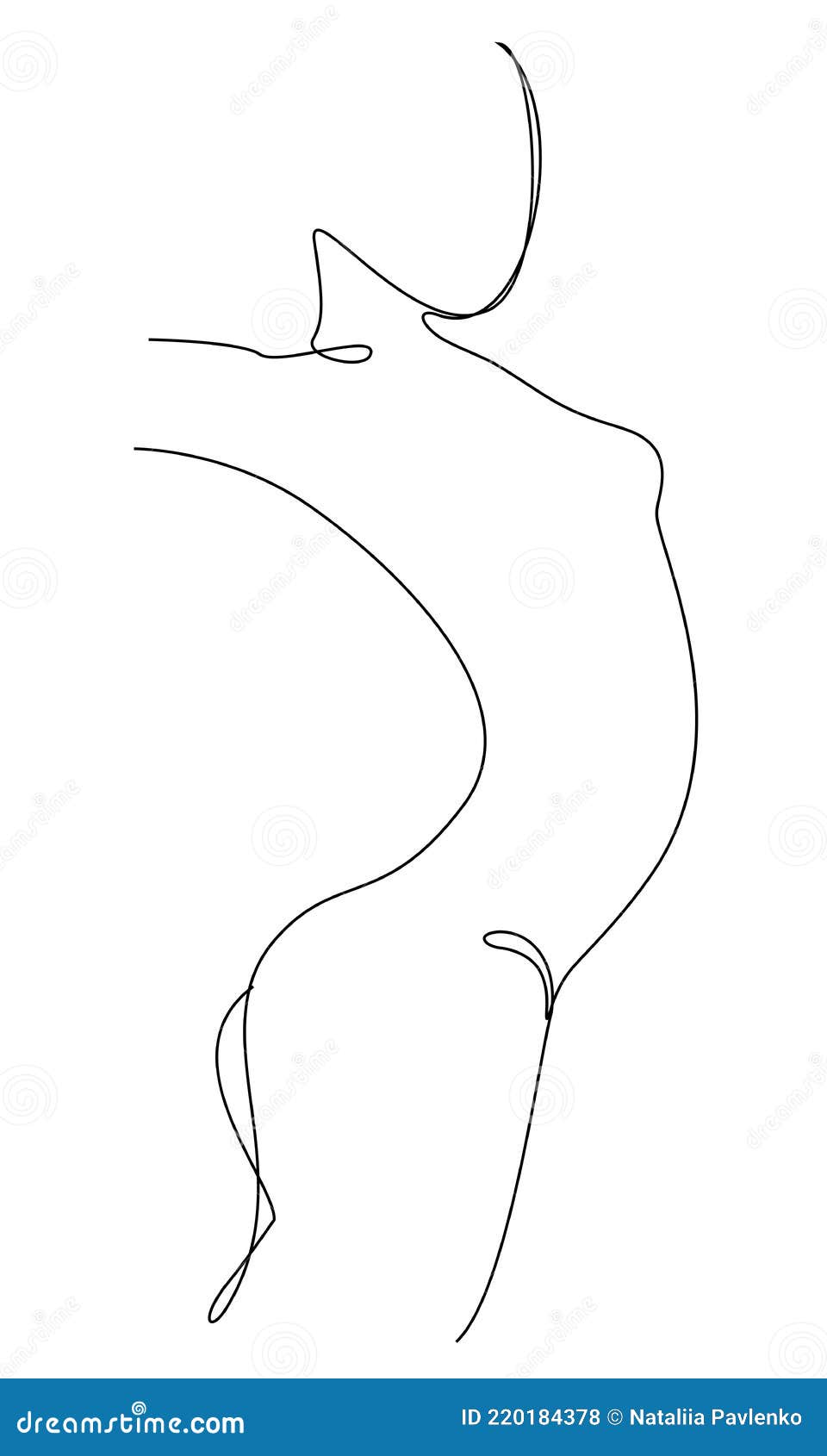 Silhouettes of the Figure of a Girl in a Modern One-line Style. Solid ...