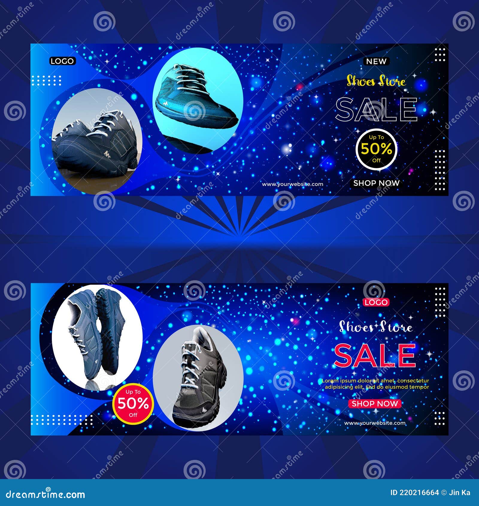 Web Banner Sale Shoes Promotion Stock Vector - Illustration of blue ...