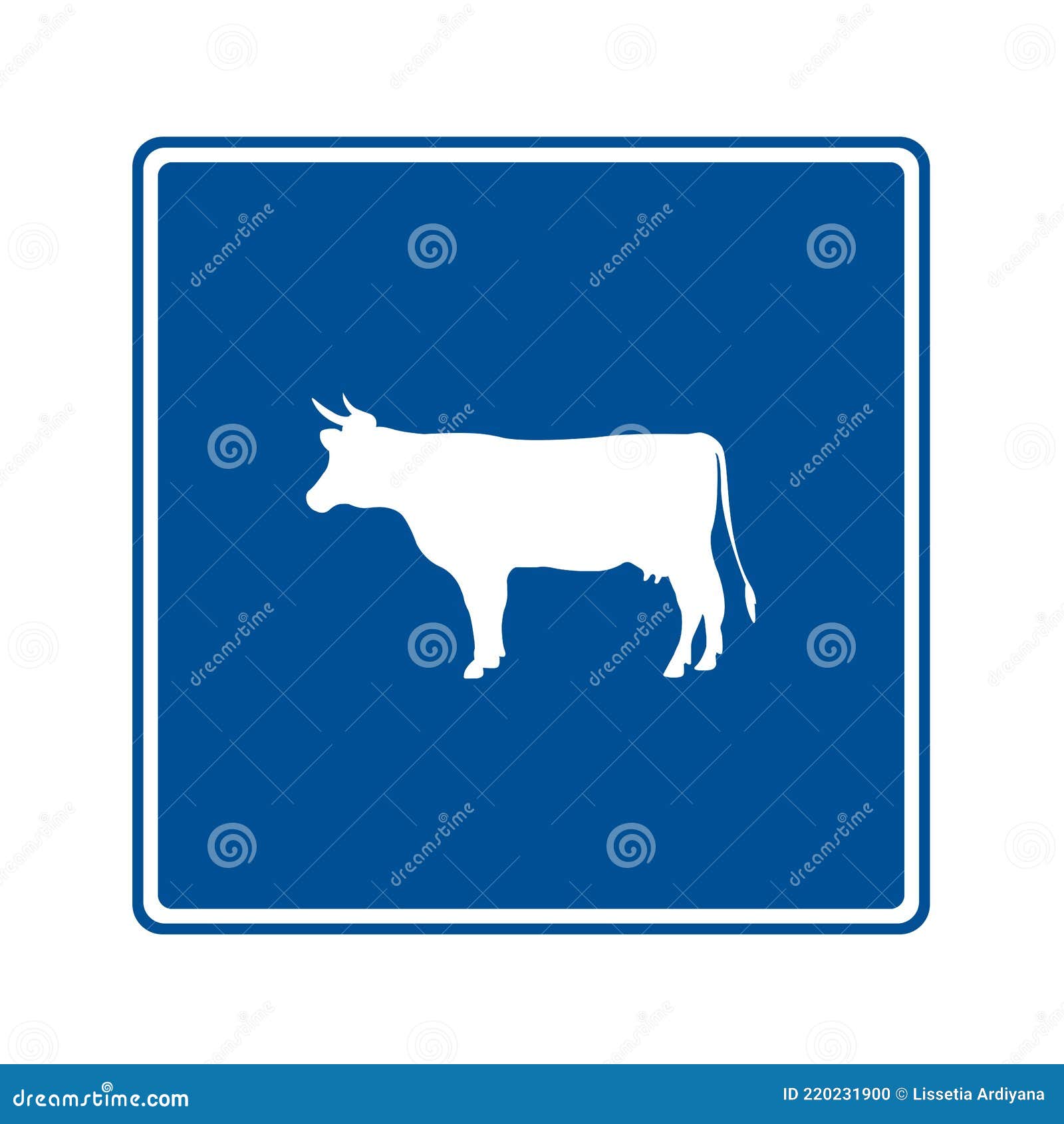 Cattle Crossing Warning Road Sign. Vector Illustration Of Cow Caution ...