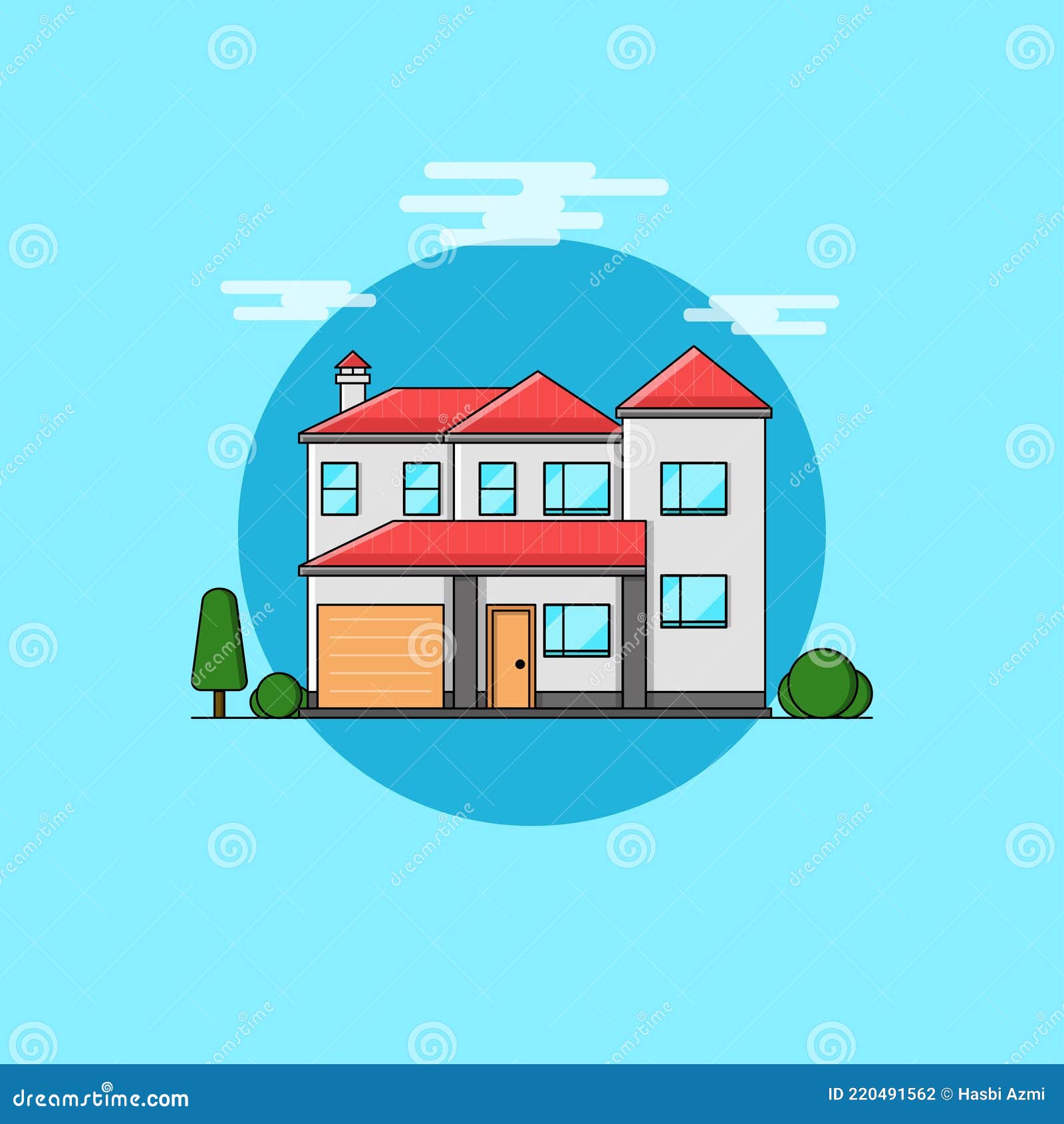 Beautiful Flat Design of House Stock Vector - Illustration of line ...
