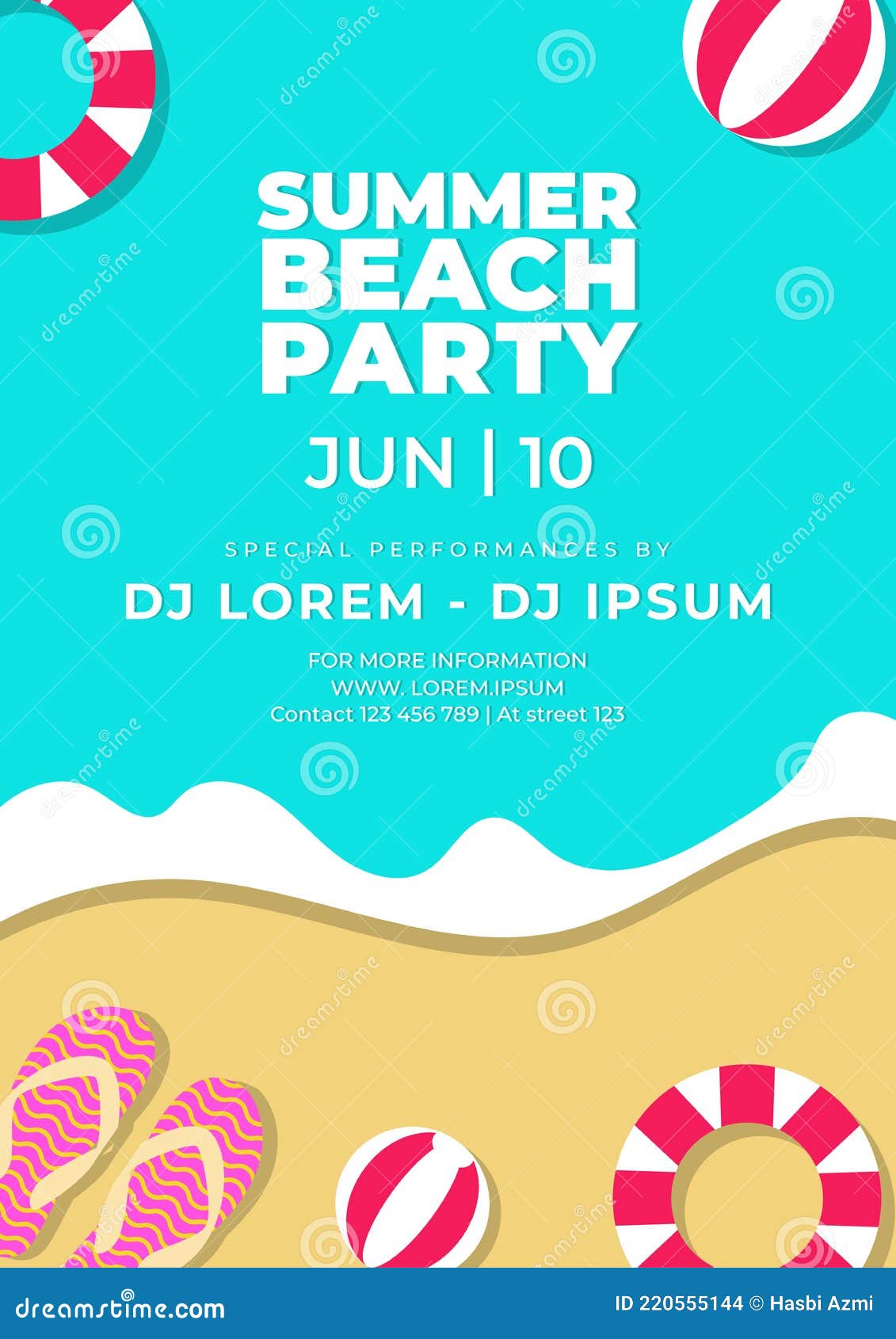 Beautiful Summer Time Party Poster Design Template Stock Vector ...