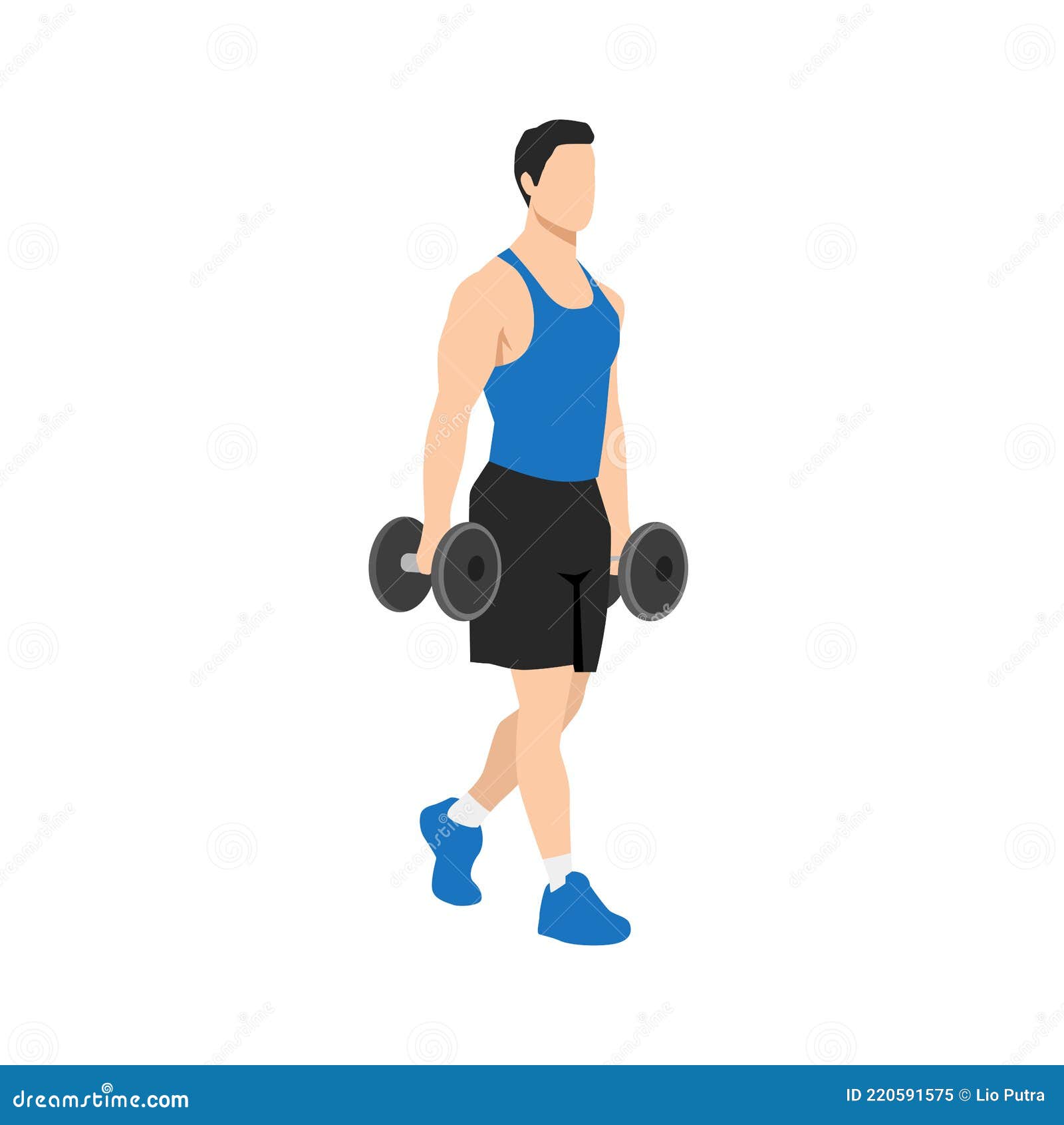 Man Doing Farmers Walk. Carry Exercise Stock Vector - Illustration of ...
