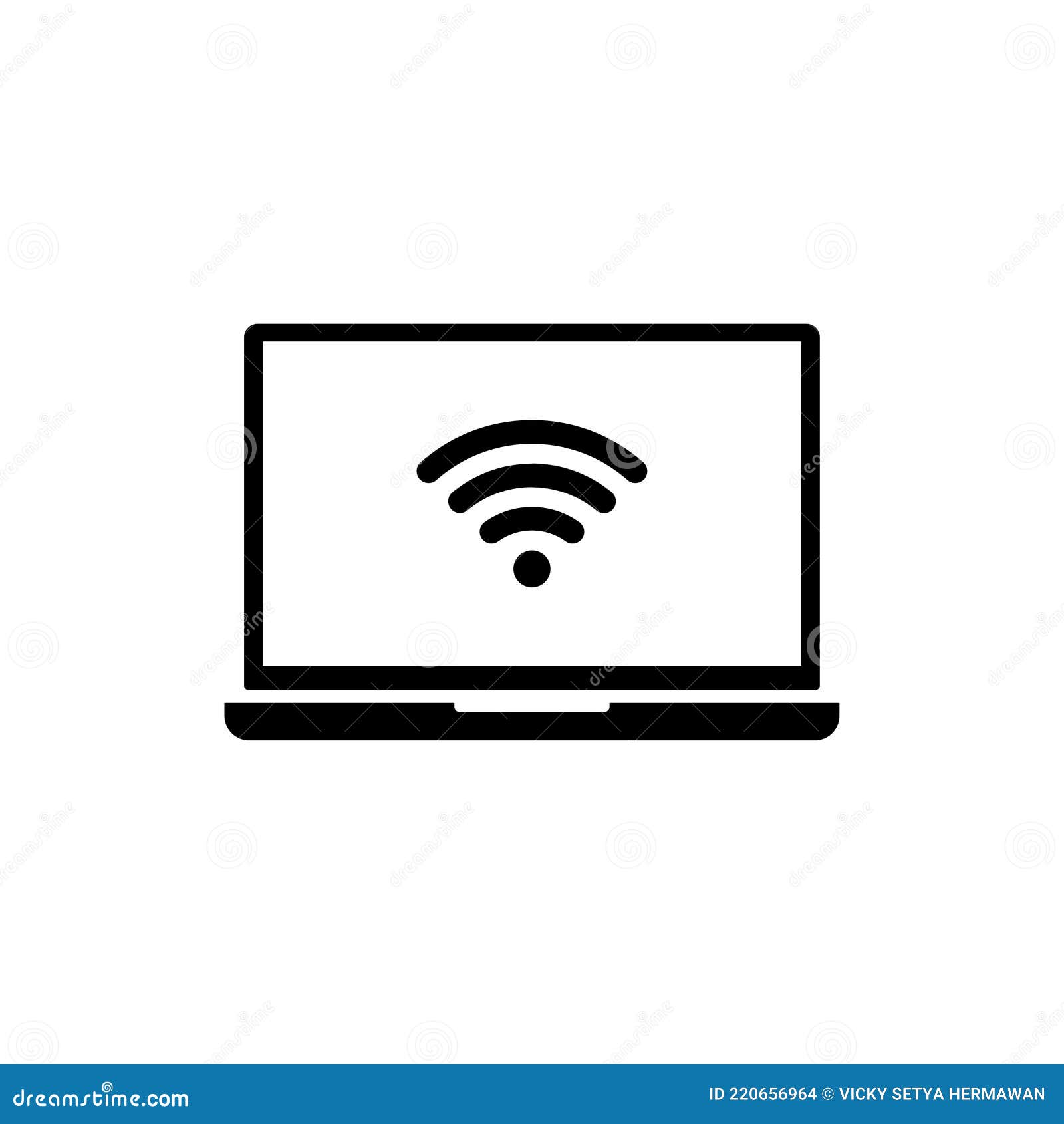 Laptop Icon with Wifi Symbol. Notebook with Wireless, Electronic ...