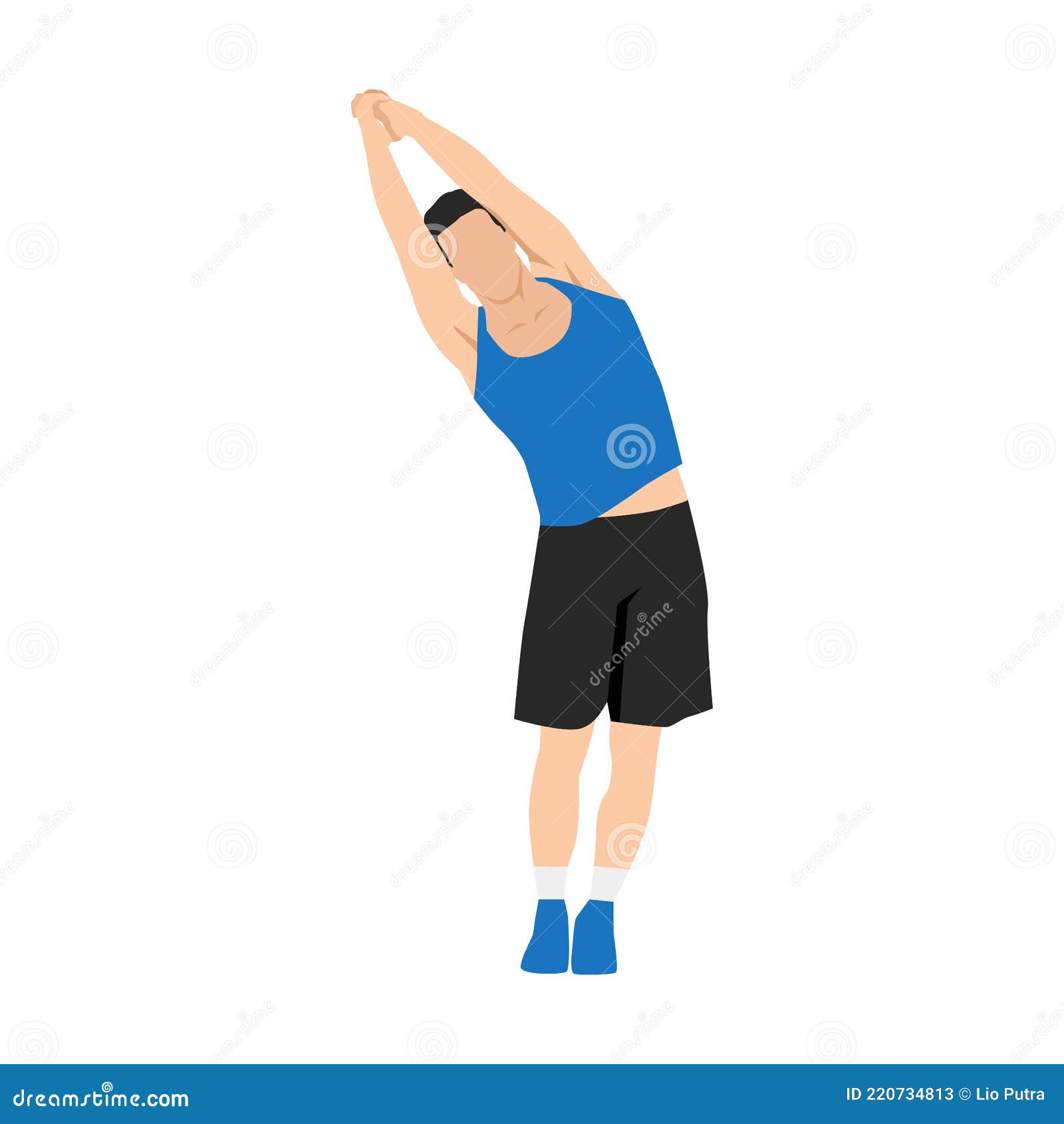 Man Doing Standing Side Bend Stretch Exercise. Stock Vector ...