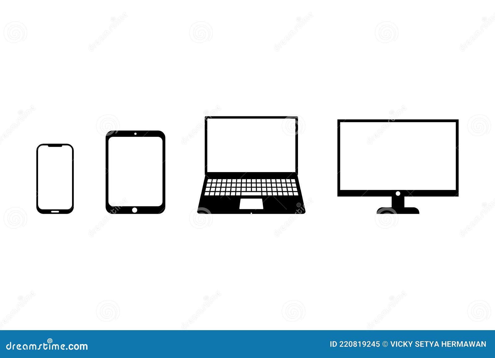 Collection of Devices Icons, Smartphone, Tablet, Laptop and Desktop ...