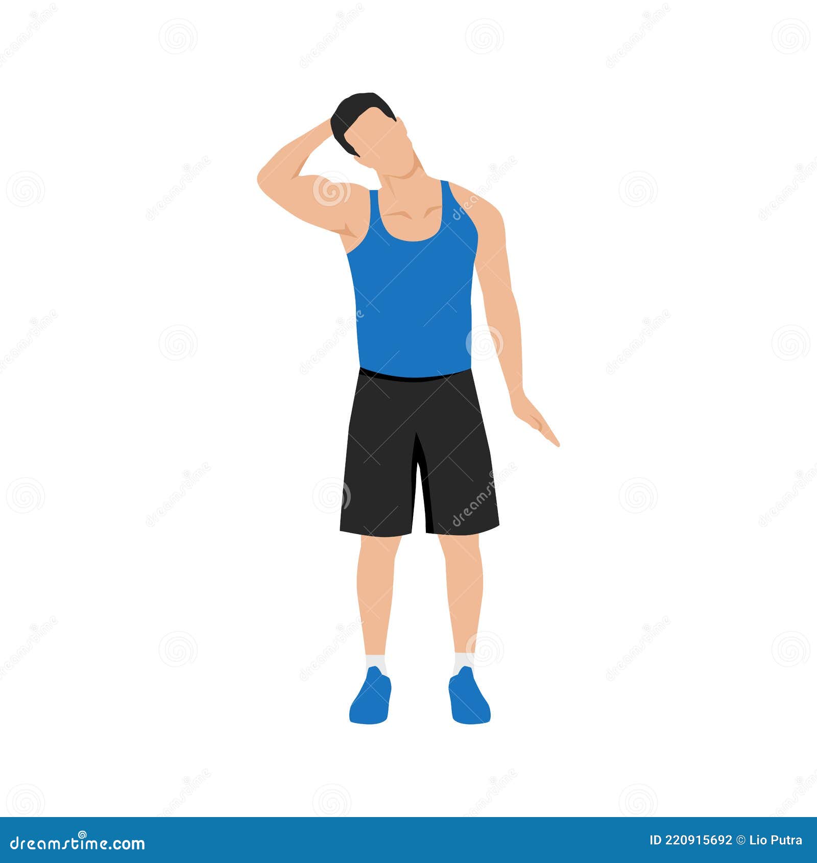 Man Doing Neck Stretch Exercise. Stock Vector - Illustration of ...