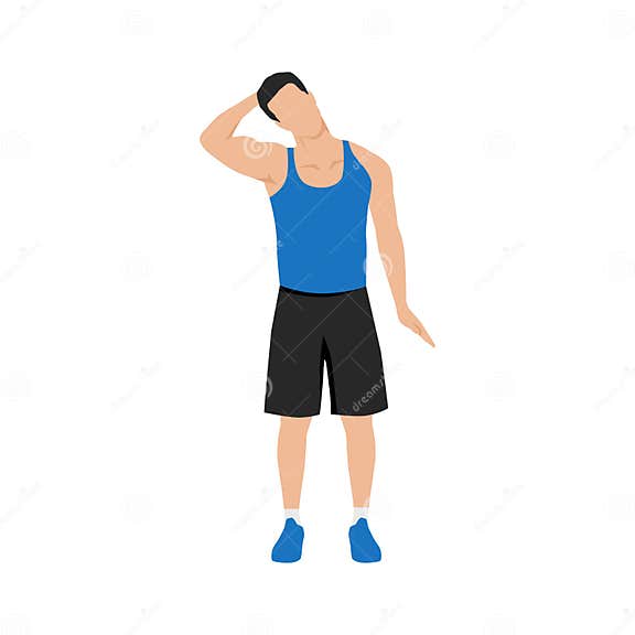 Man Doing Neck Stretch Exercise. Stock Vector - Illustration of ...