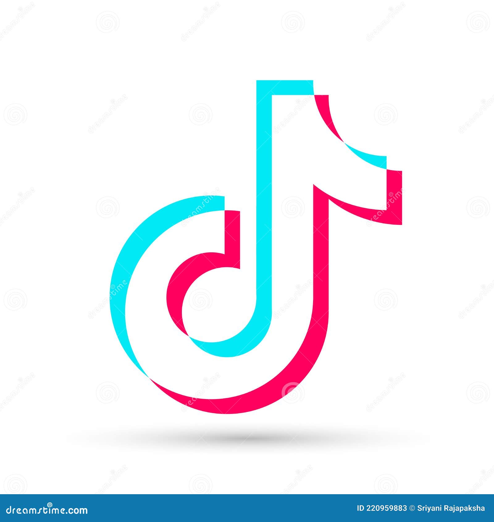 Tik Tok Popular Social Media Logo Icon Colored Blue Pink White Abstract ...