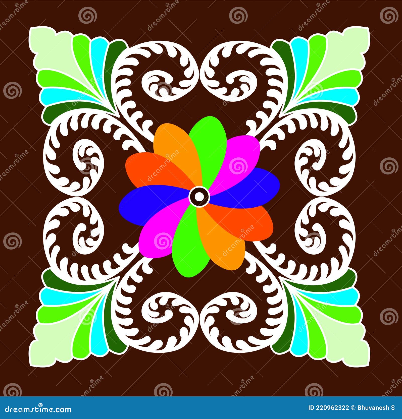 Indian Traditional Colourful Rangoli Mandala Design Stock Vector ...