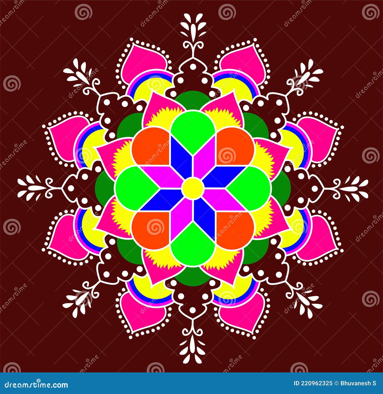 Indian Traditional Colourful Rangoli Mandala Design Stock Vector ...