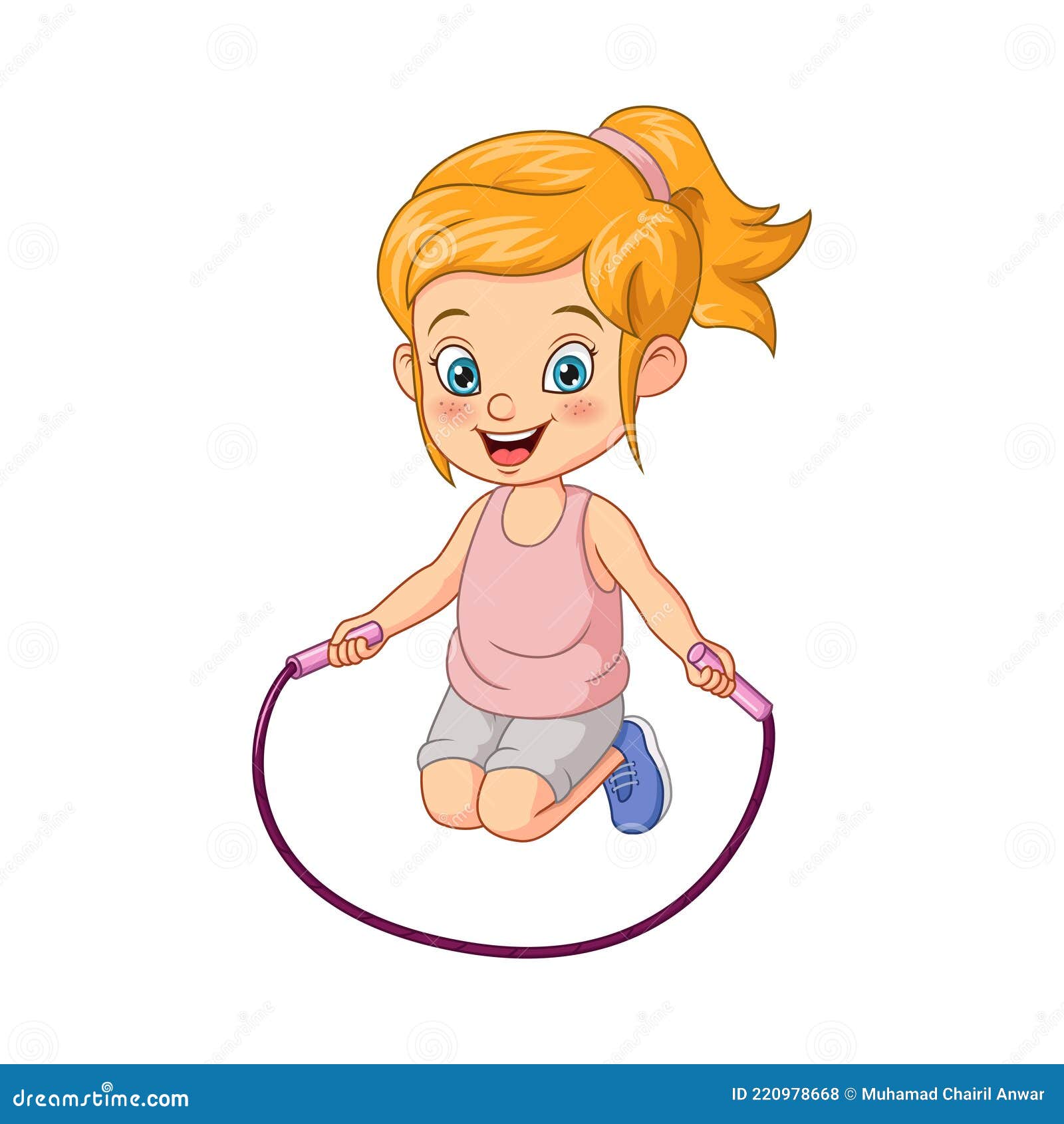 Girl With A Skipping Rope Coloring Page Stock Image | CartoonDealer.com ...