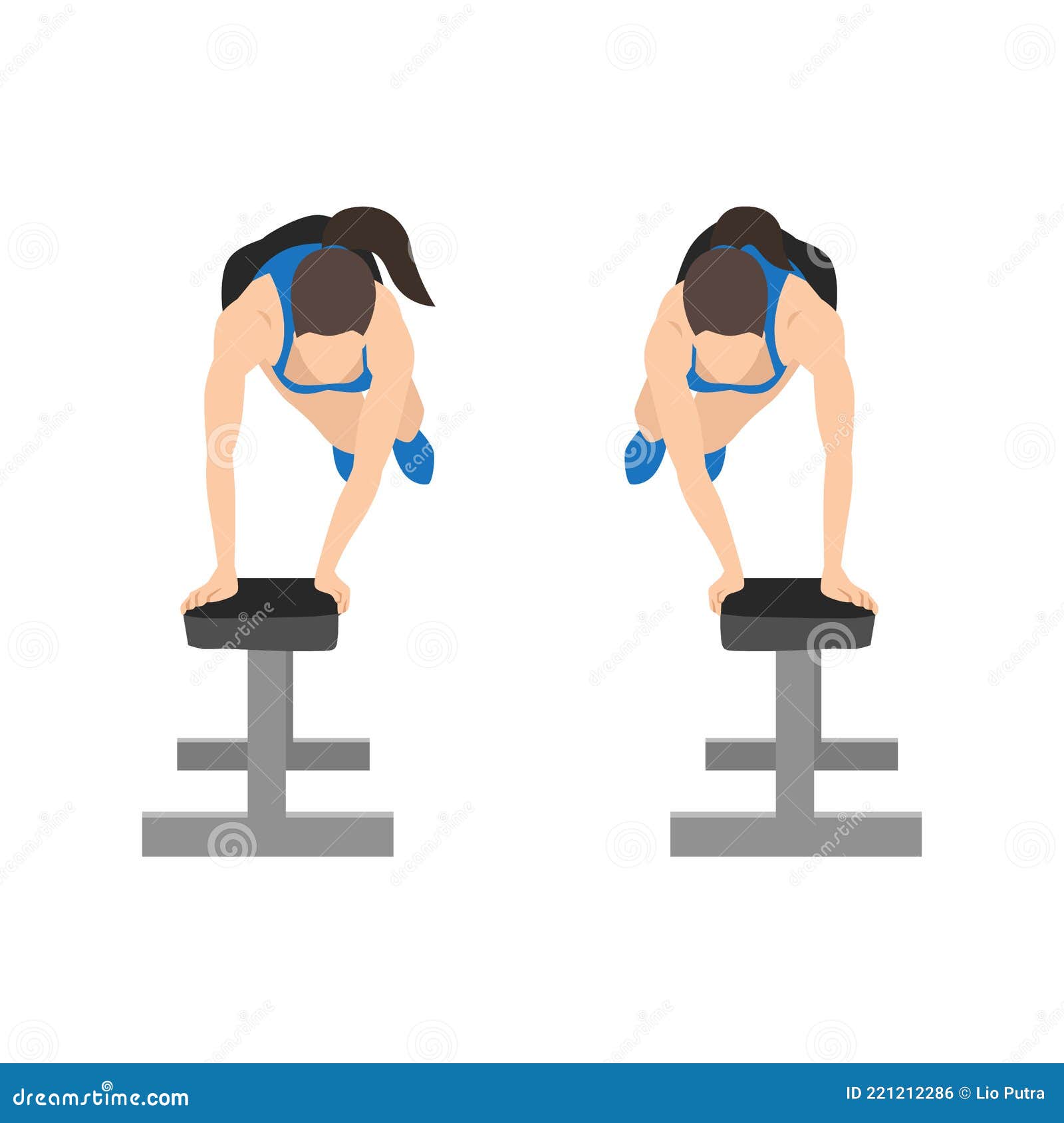 Man Doing Bench Triceps Dips. Workout Exercise Guide. Colorful Concept ...