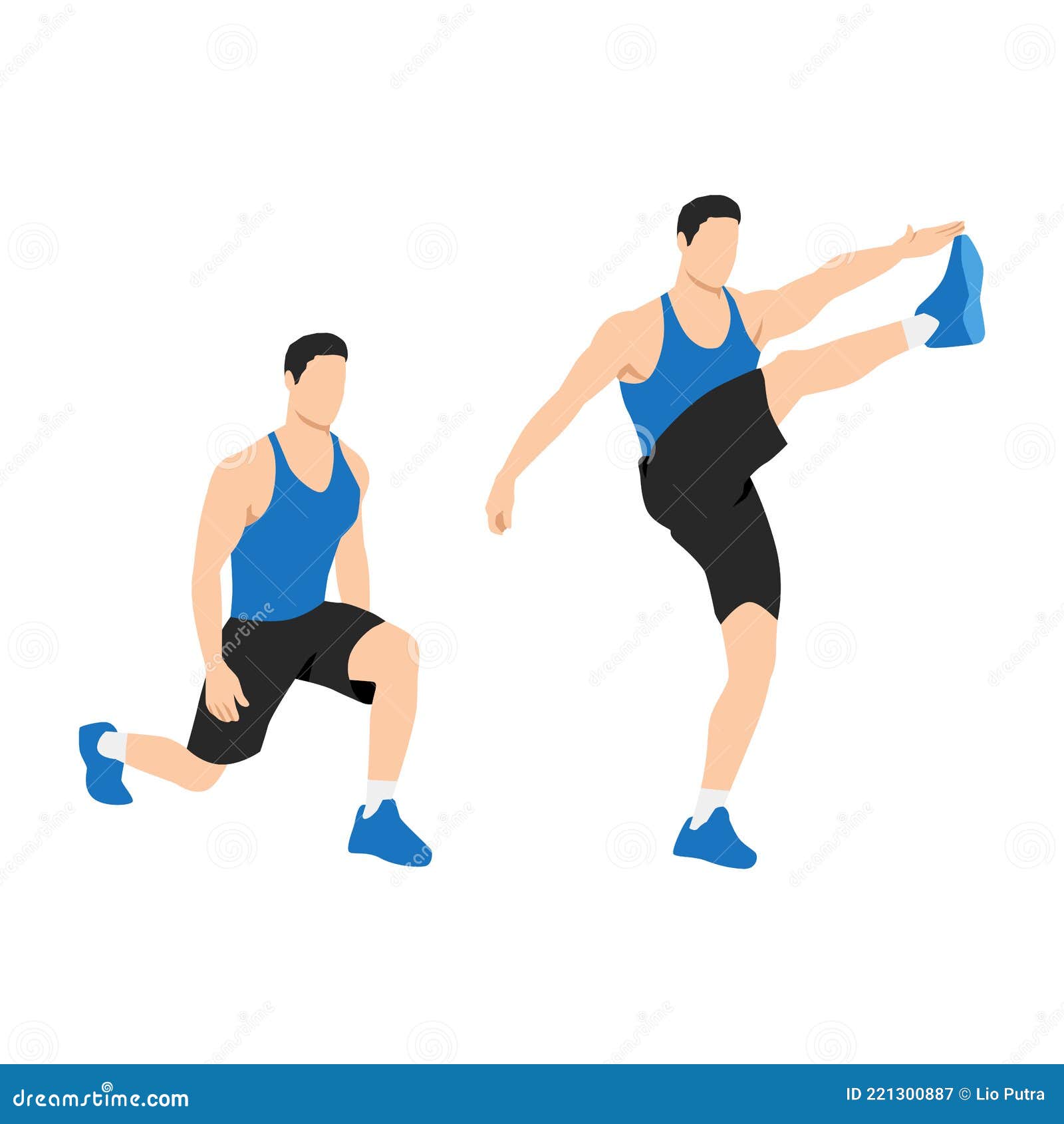 Man Doing Butt Kicks Exercise. Flat Vector Illustration Isolated On ...