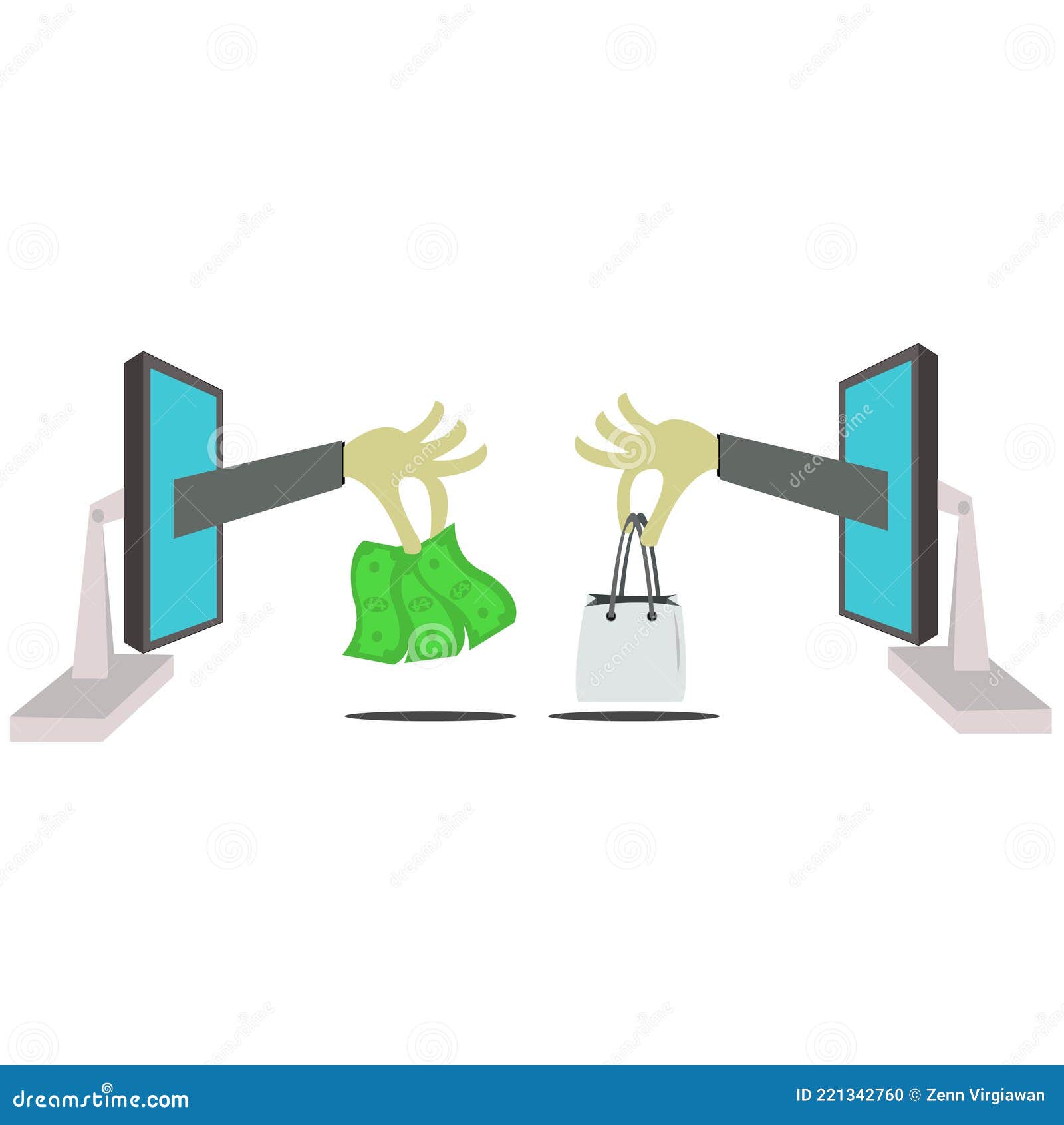 Exchange of Money and Goods Stock Vector - Illustration of cartoon ...
