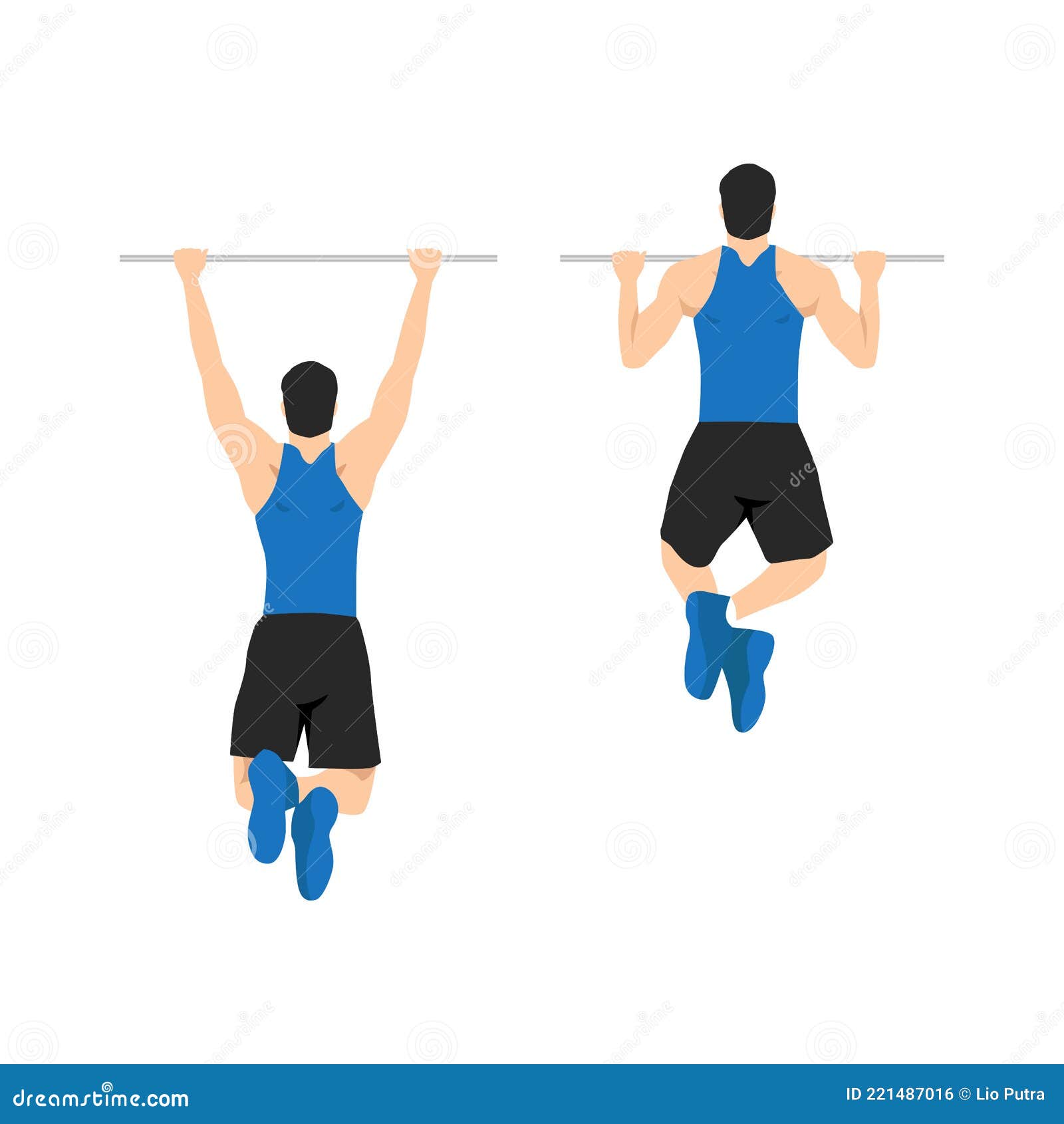 Pull-ups Calisthenics Bodyweight Exercise Cartoon Vector ...