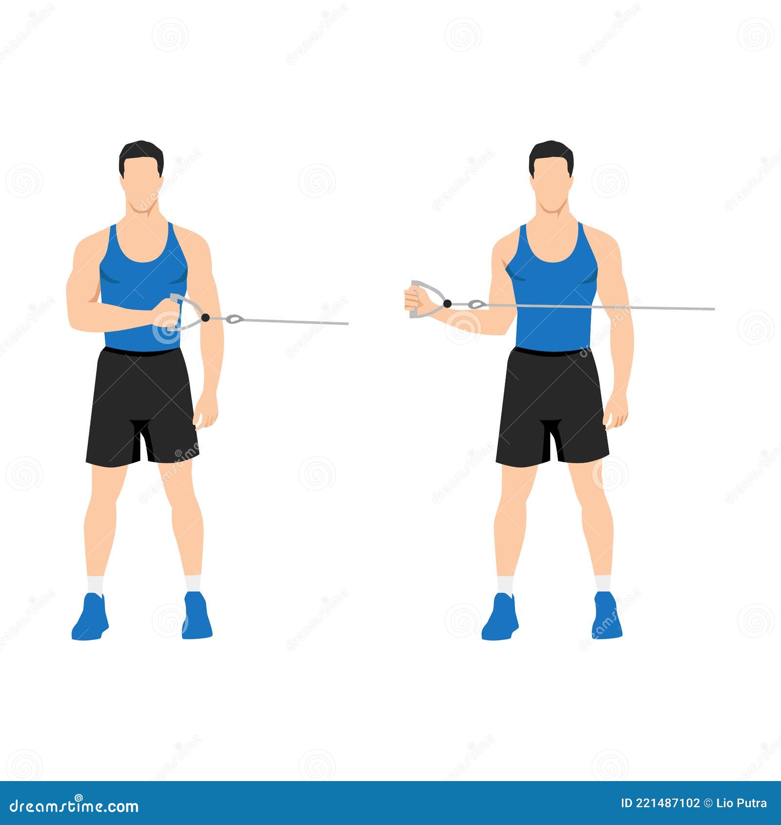Man Doing External Cable Shoulder Rotation Exercise Stock Vector ...