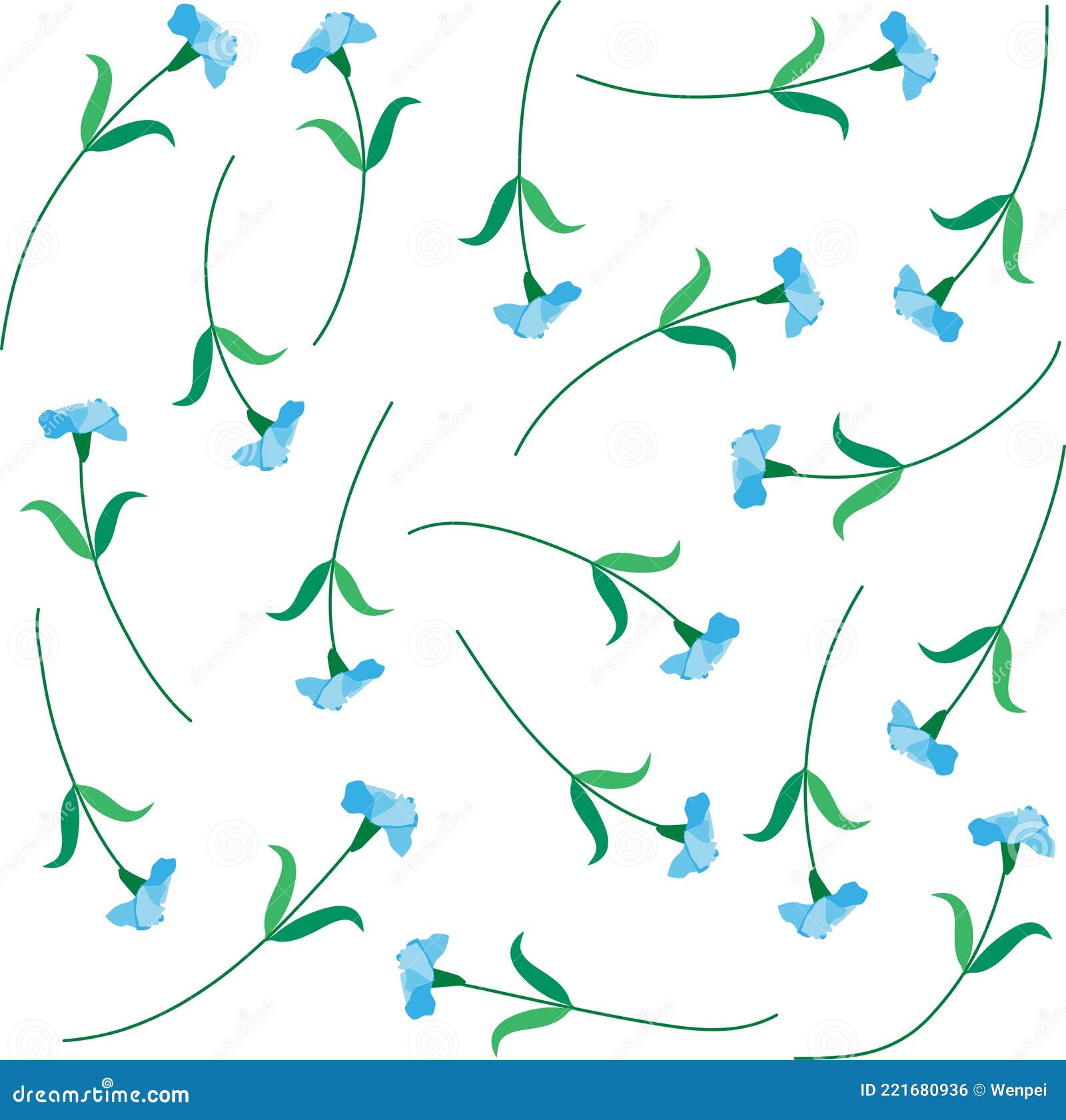 Vector Blue Carnation Flowers Set Background Icon Sign Stock Vector ...